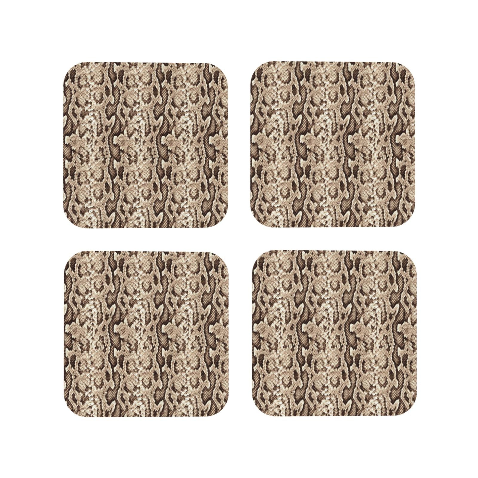Leather Coasters of 4, Camouflage Print snake Drink Coasters Foe ...