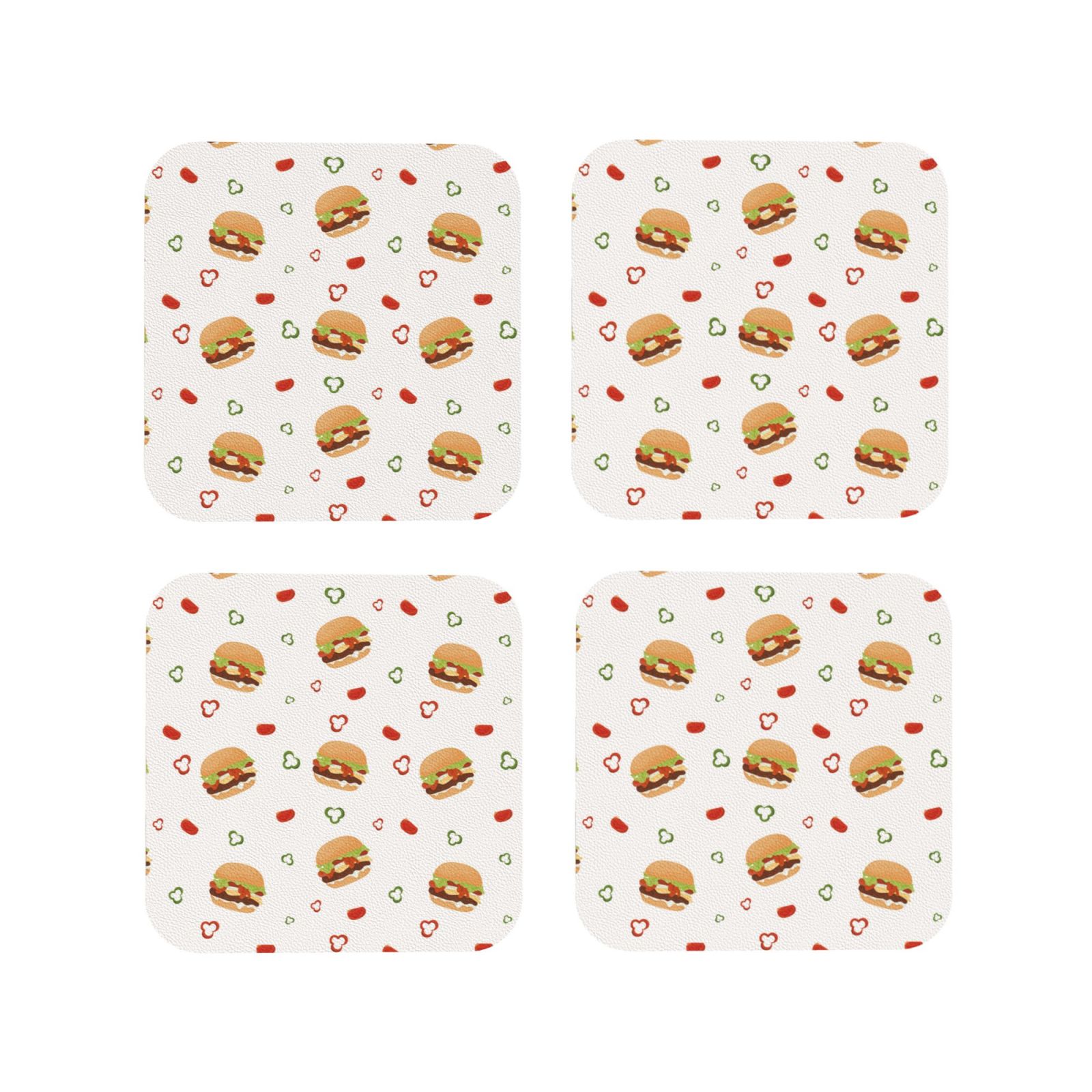 Leather Coasters of 4, Cute Food Tomato Chili Drink Coasters Foe ...