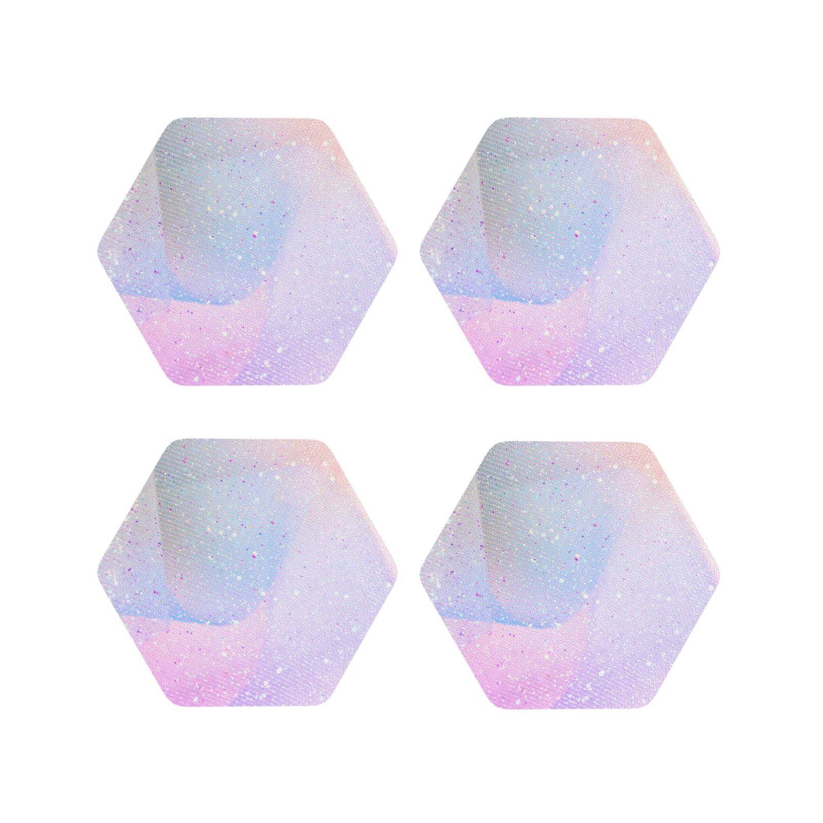 Leather Coasters of 4, Rainbow Party Drink Coasters Foe Tabletop ...