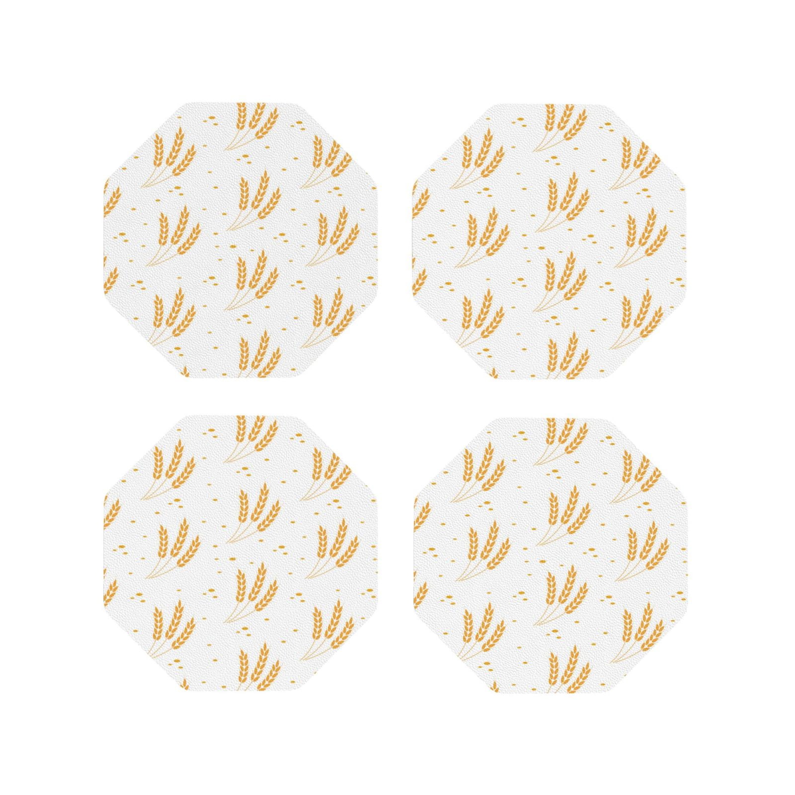 Leather Coasters of 4, Wheat Drink Coasters Foe Tabletop Protection ...