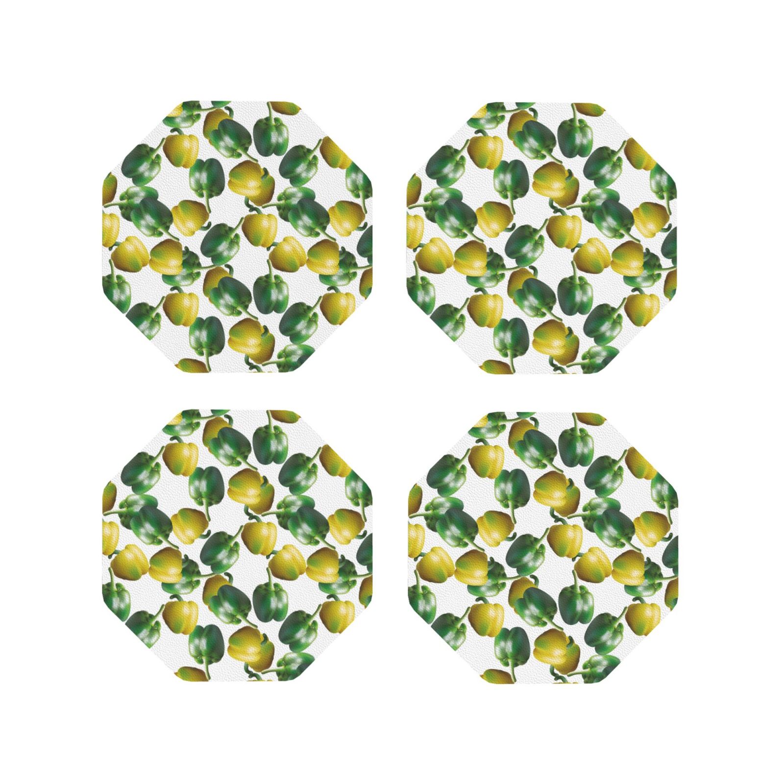 Leather Coasters of 4, cute bell Pepper Print Drink Coasters Foe ...
