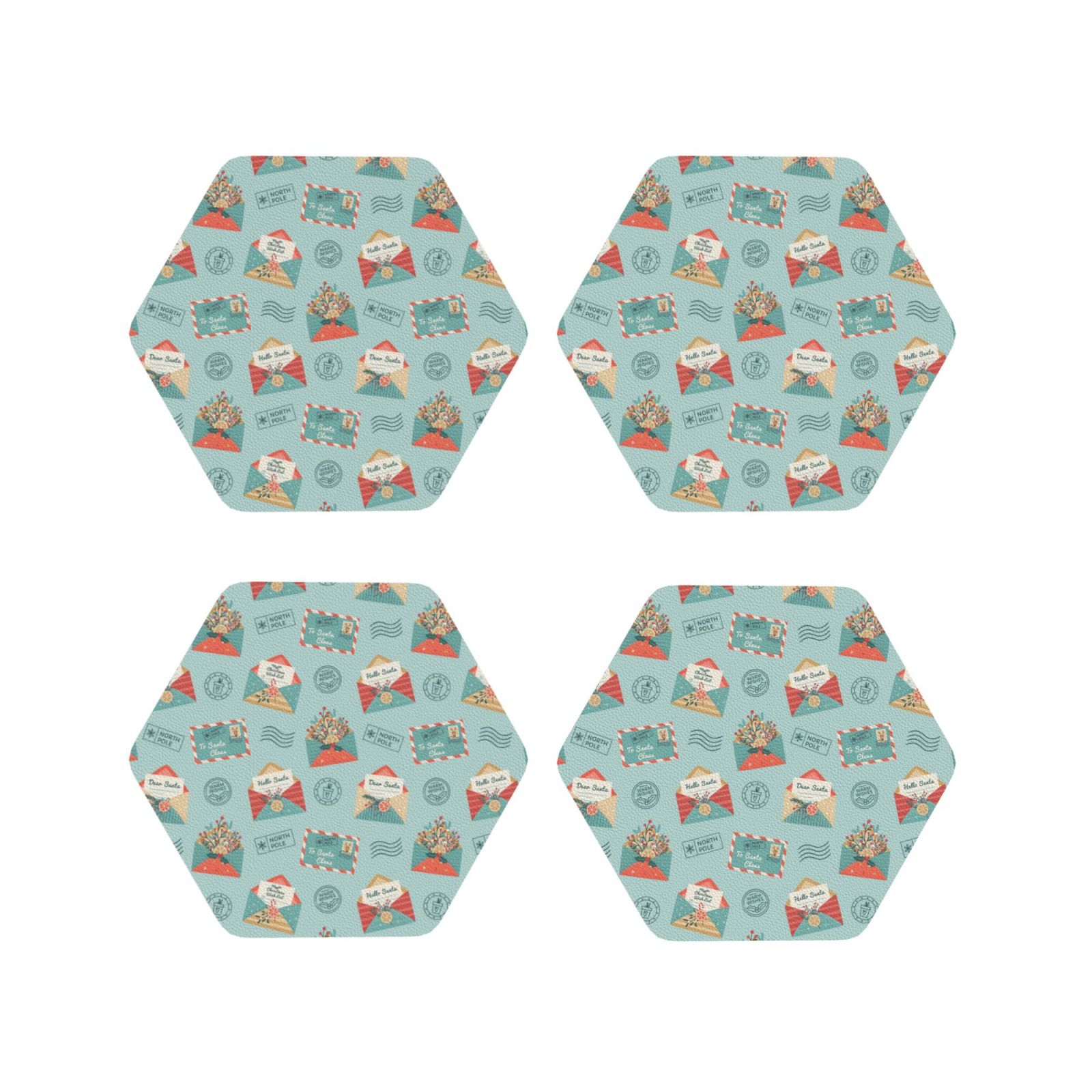 Leather Coasters of 4, mailer Stamp print Drink Coasters Foe Tabletop ...