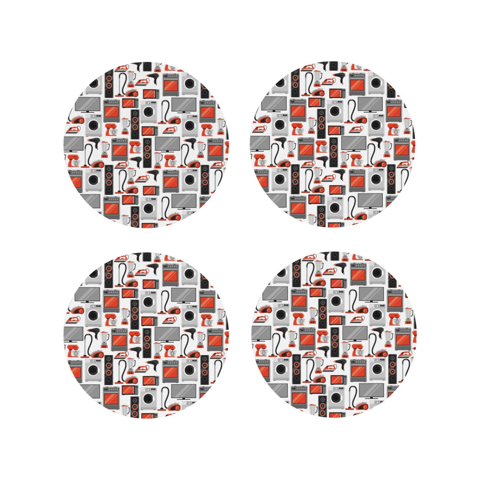 Leather Coasters of 4, modern life Drink Coasters Foe Tabletop ...