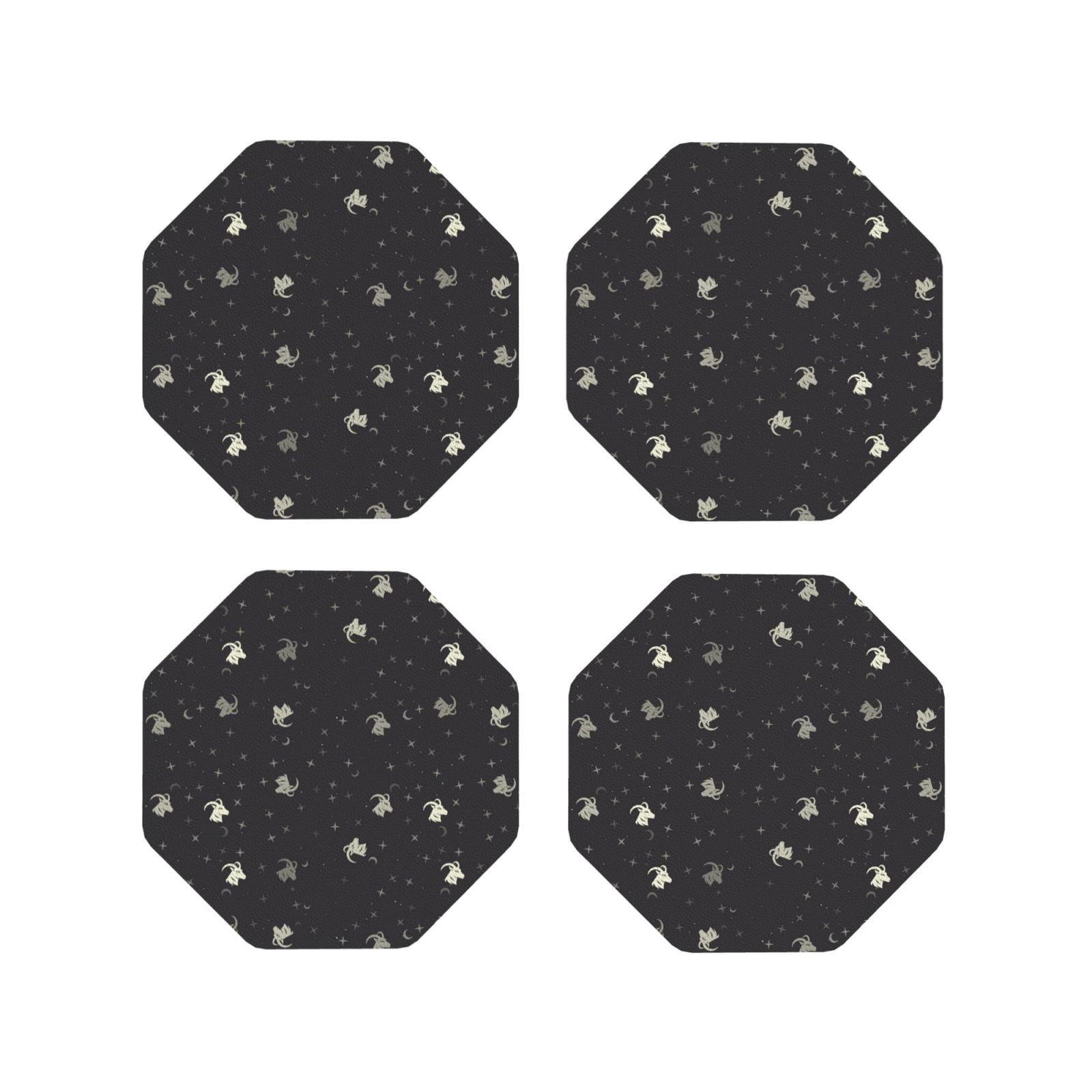 Leather Coasters with Heat-resistant for Drinks, Artsy Cool Sheep Head ...