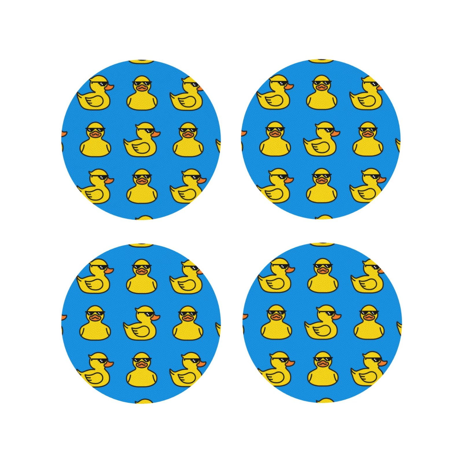 Leather Coasters with Heat-resistant for Drinks, Cartoon Cute Duck With ...