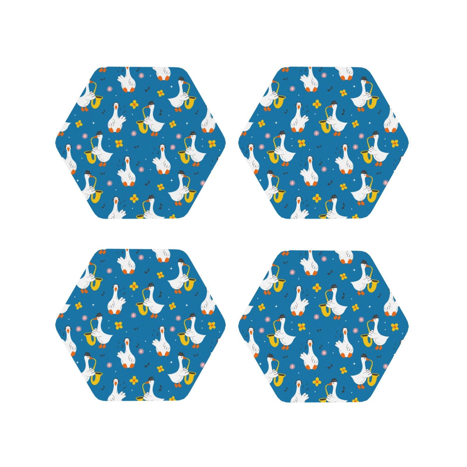 Leather Coasters with Heat-resistant for Drinks, Cartoon Goose -标题2 ...