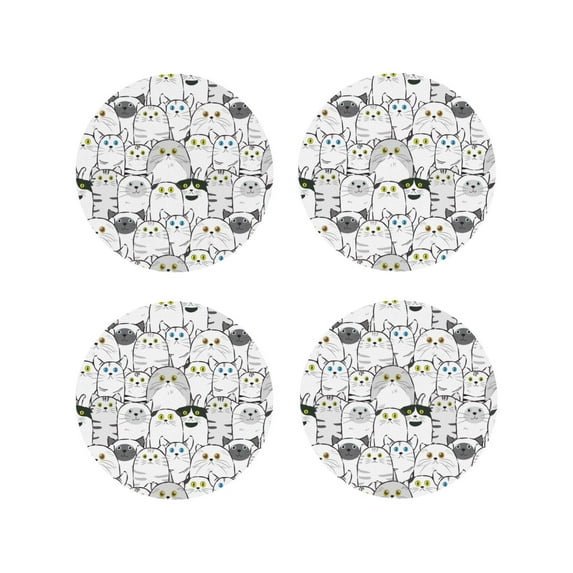 Leather Coasters with Heat-resistant for Drinks, Classic Cute Cartoon ...