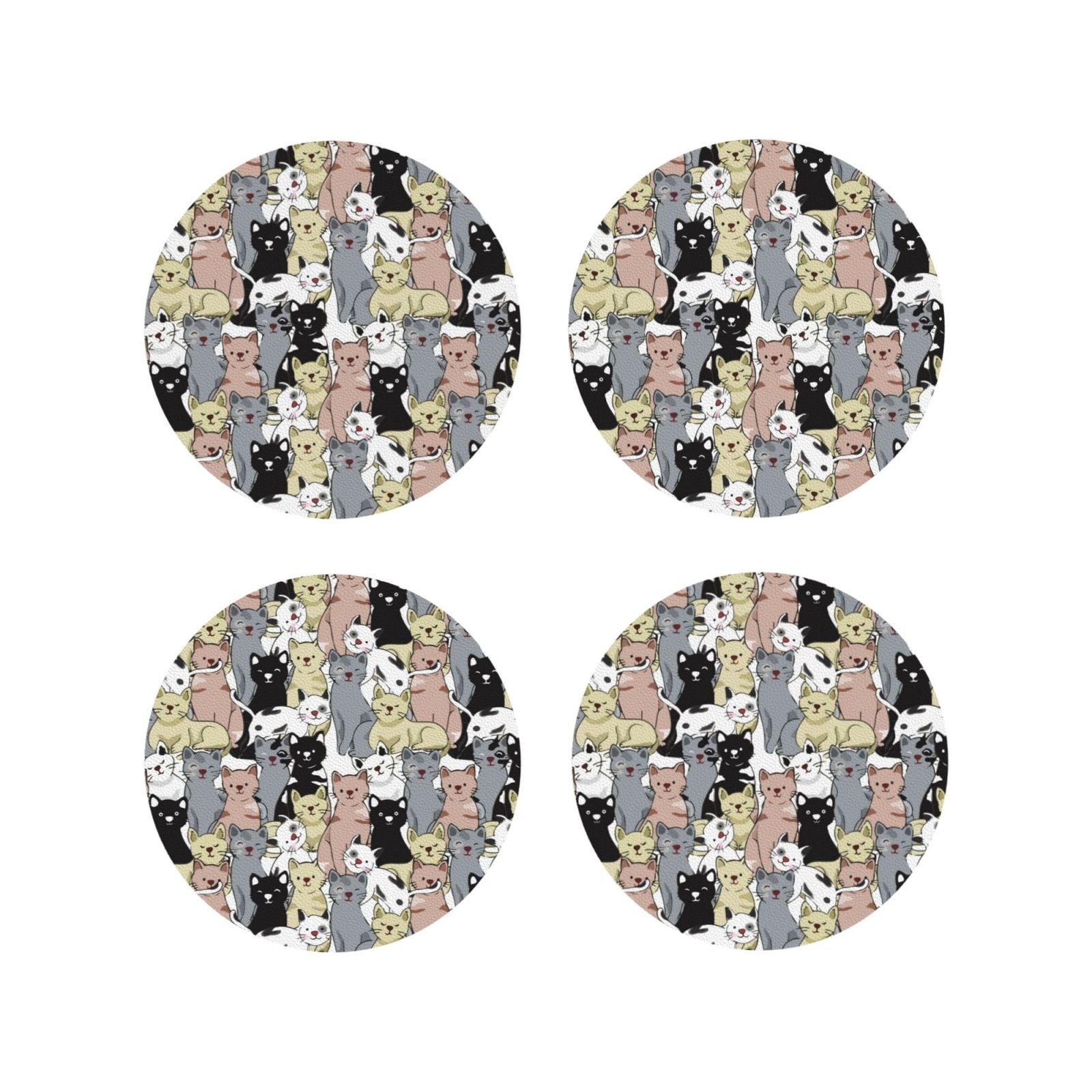 Leather Coasters with Heat-resistant for Drinks, Classic Cute Cartoon ...