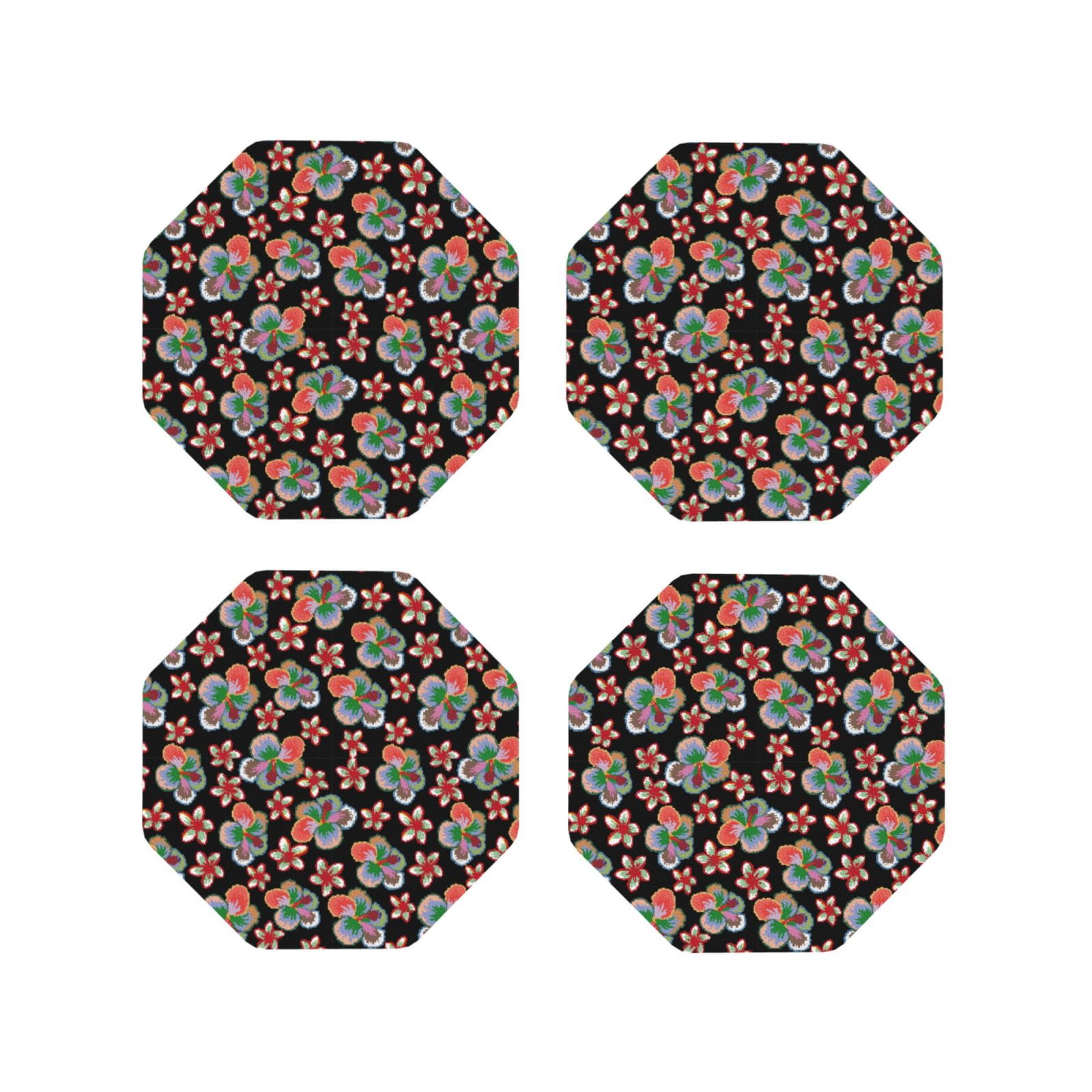 Leather Coasters with Heat-resistant for Drinks, Colorful Flower D -标题2 ...