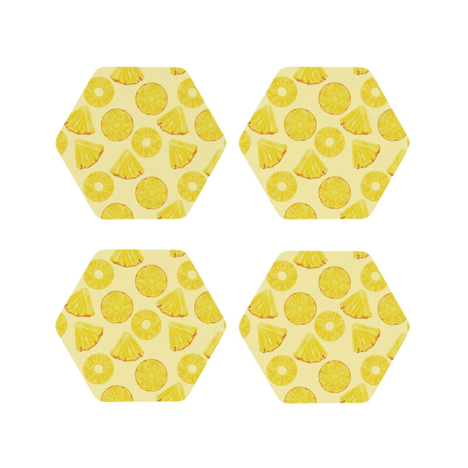 Leather Coasters with Heat-resistant for Drinks, Cute Hollow Pineapple ...