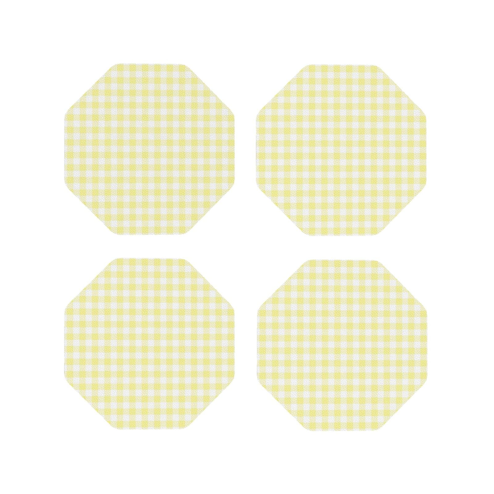 Leather Coasters with Heat-resistant for Drinks, Lemon Yellow ...
