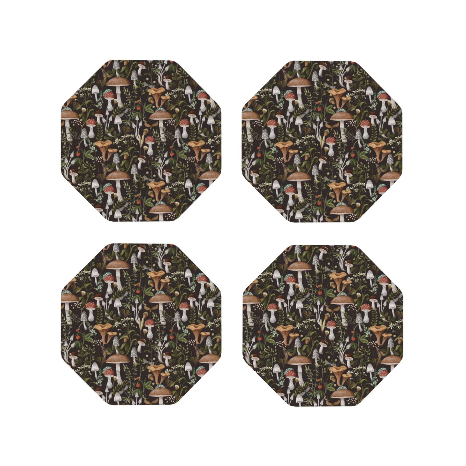 Leather Coasters with Heat-resistant for Drinks, Mushroom garnish A -标题 ...