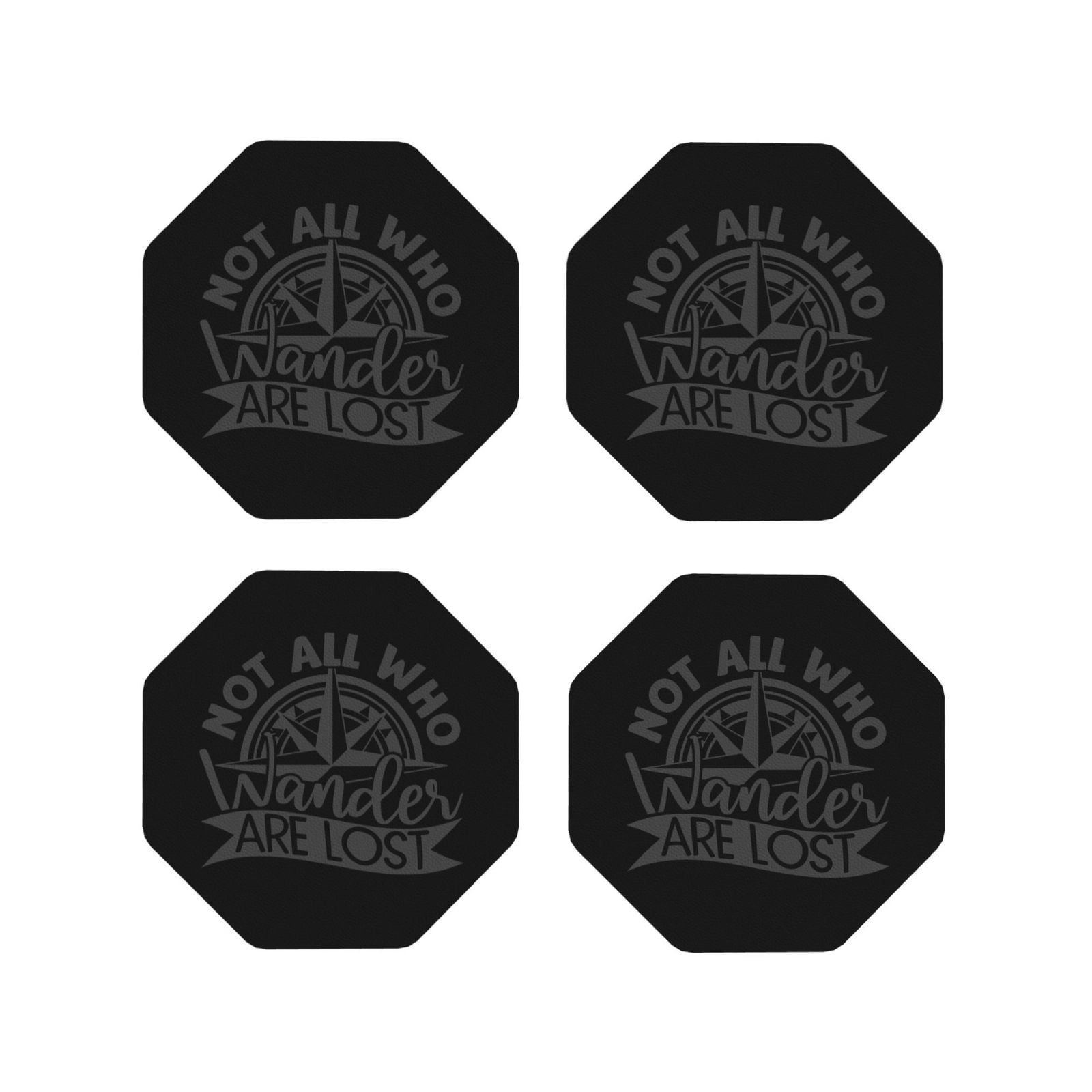 Leather Coasters with Heat-resistant for Drinks, Not All Who Wander Are ...