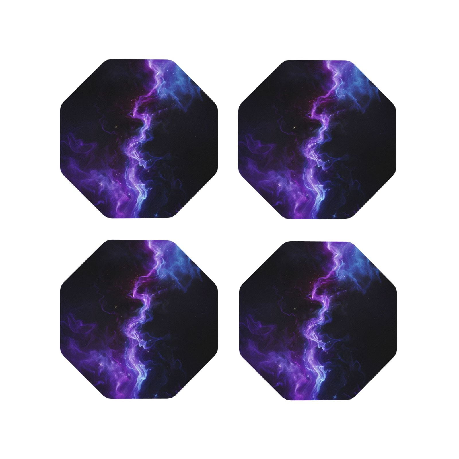 Leather Coasters with Heat-resistant for Drinks, Purple And Blue Nebula ...