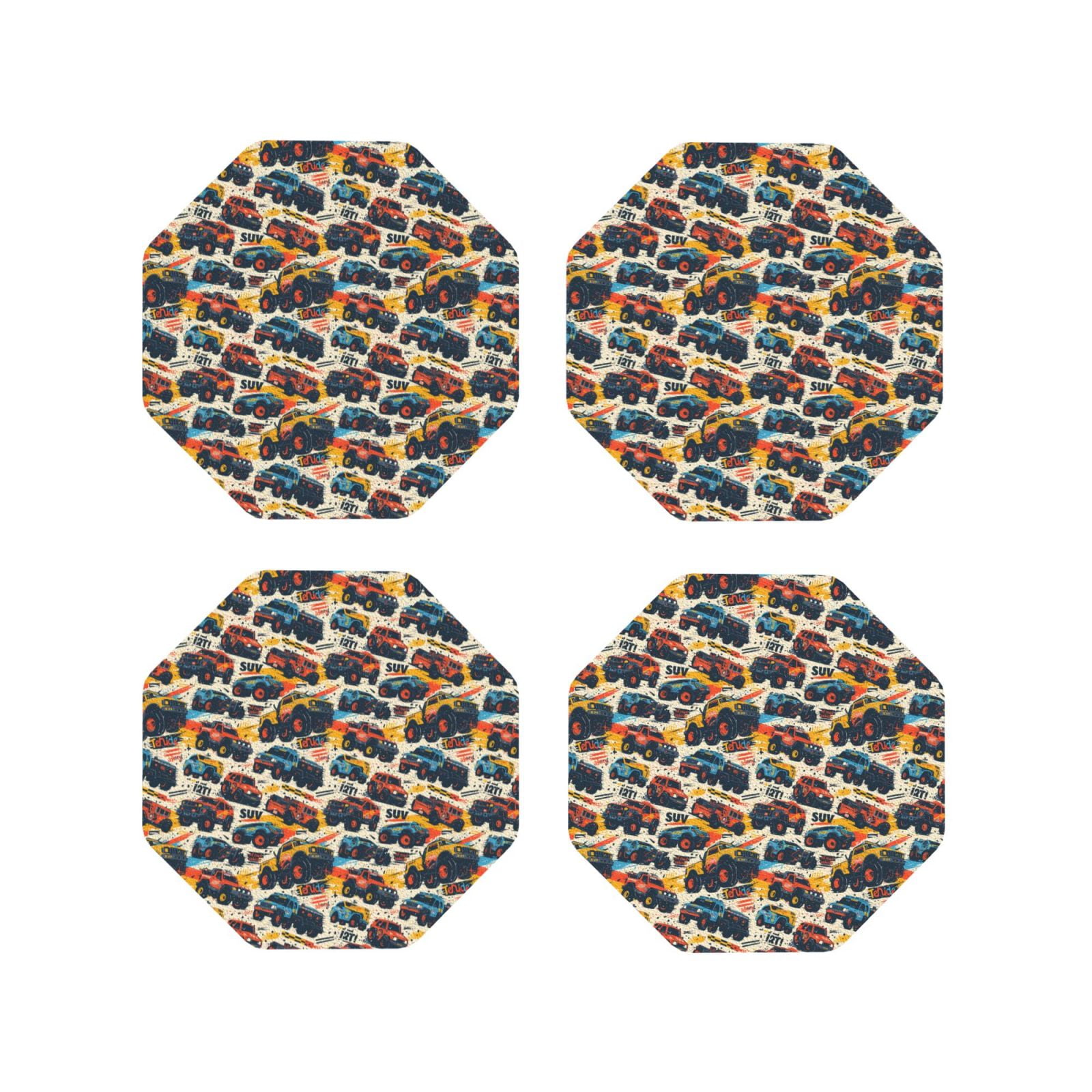 Leather Coasters with Heat-resistant for Drinks, SUV off road racing ...