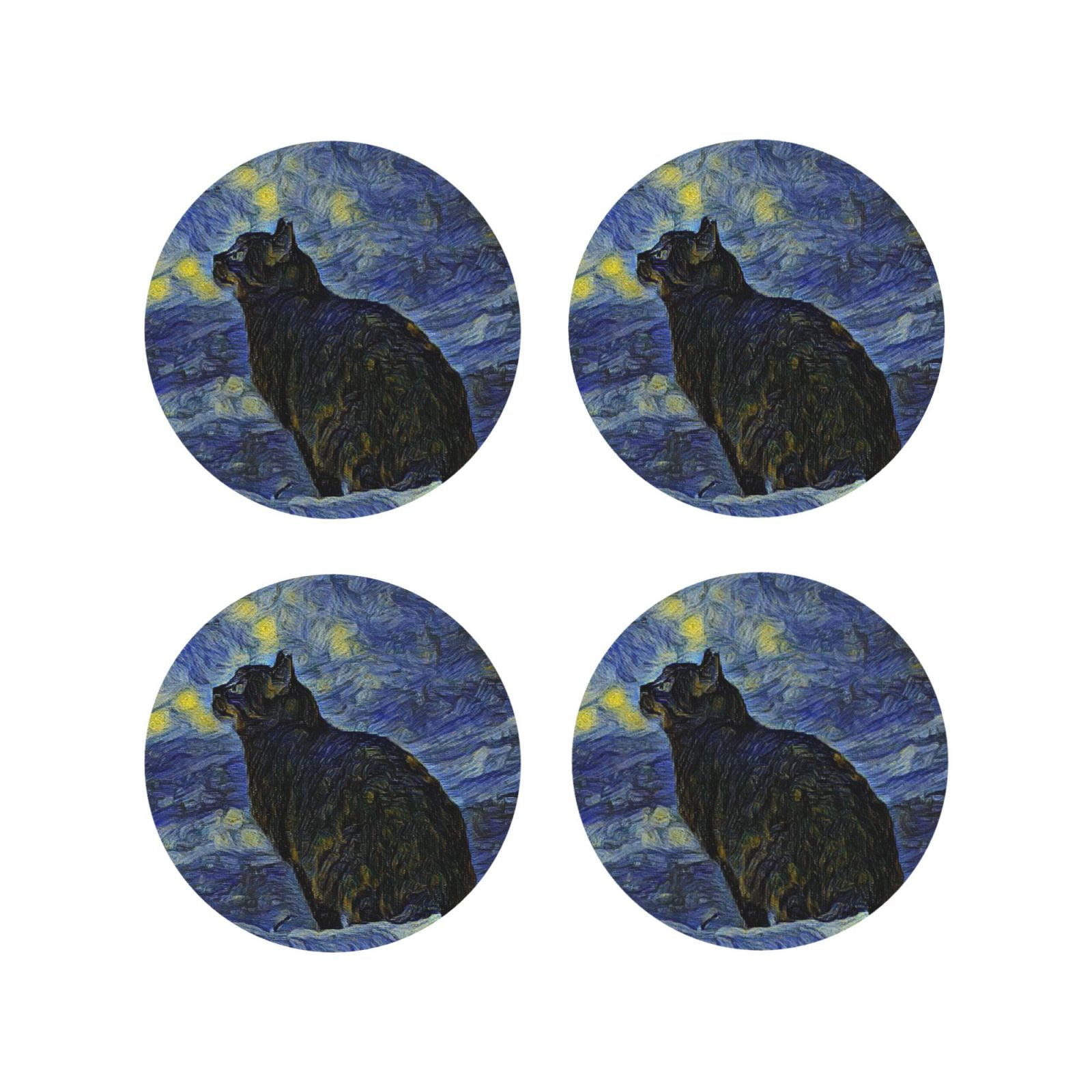 Leather Coasters with Heat-resistant for Drinks, Shambhala Cat -标题2 ...