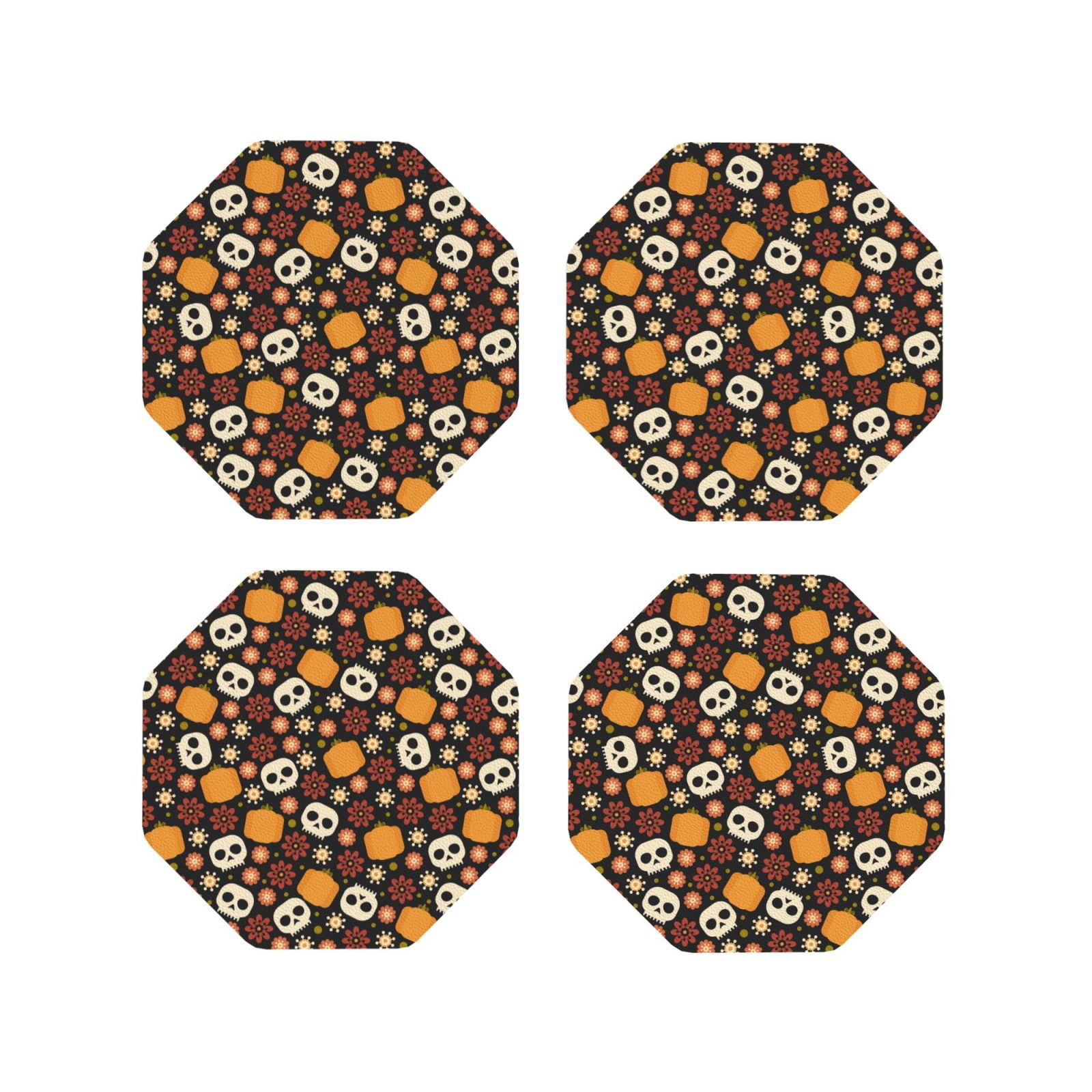 Leather Coasters with Heat-resistant for Drinks, Skulls -标题2 Octagon ...
