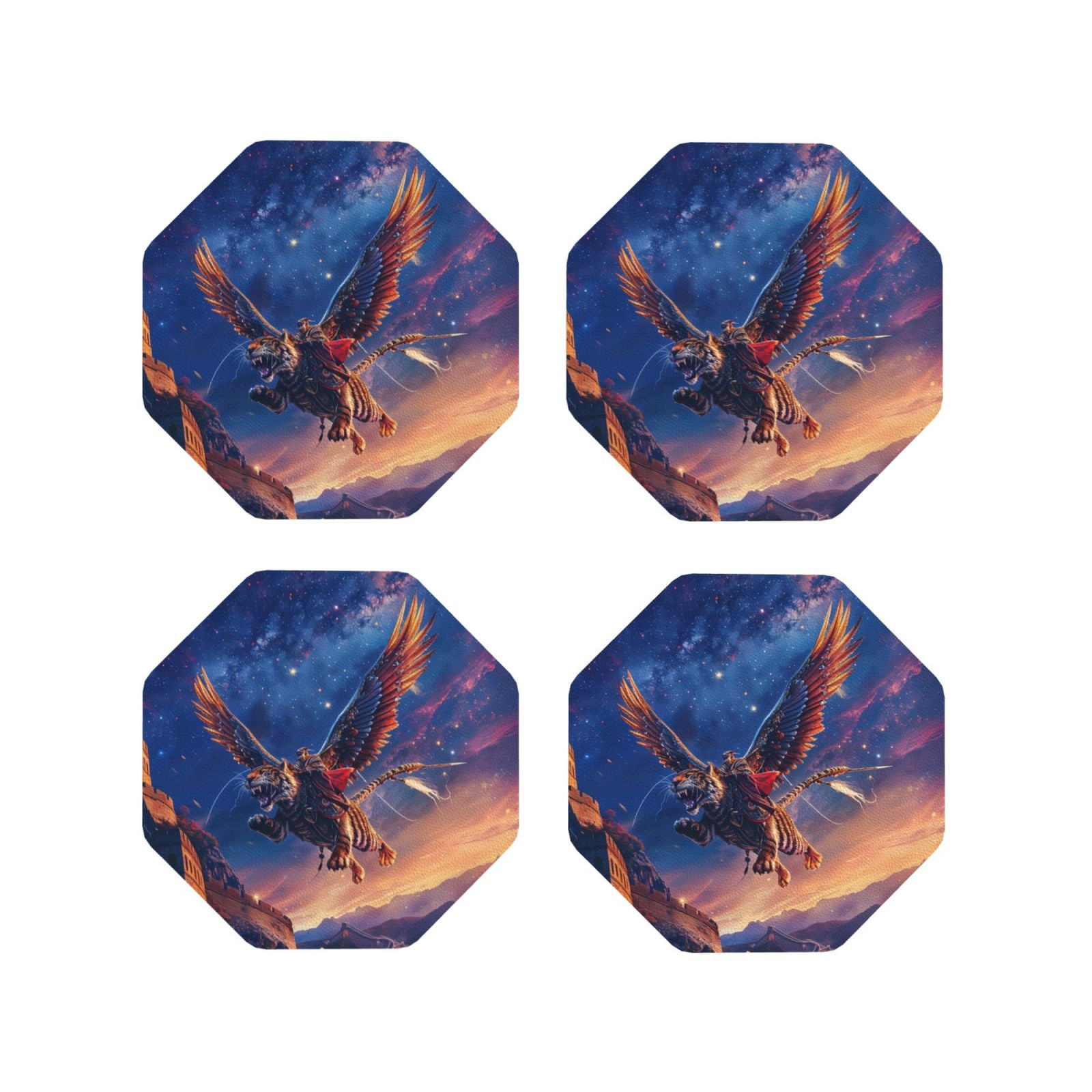 Leather Coasters with Heat-resistant for Drinks, Starry Sky Flying ...