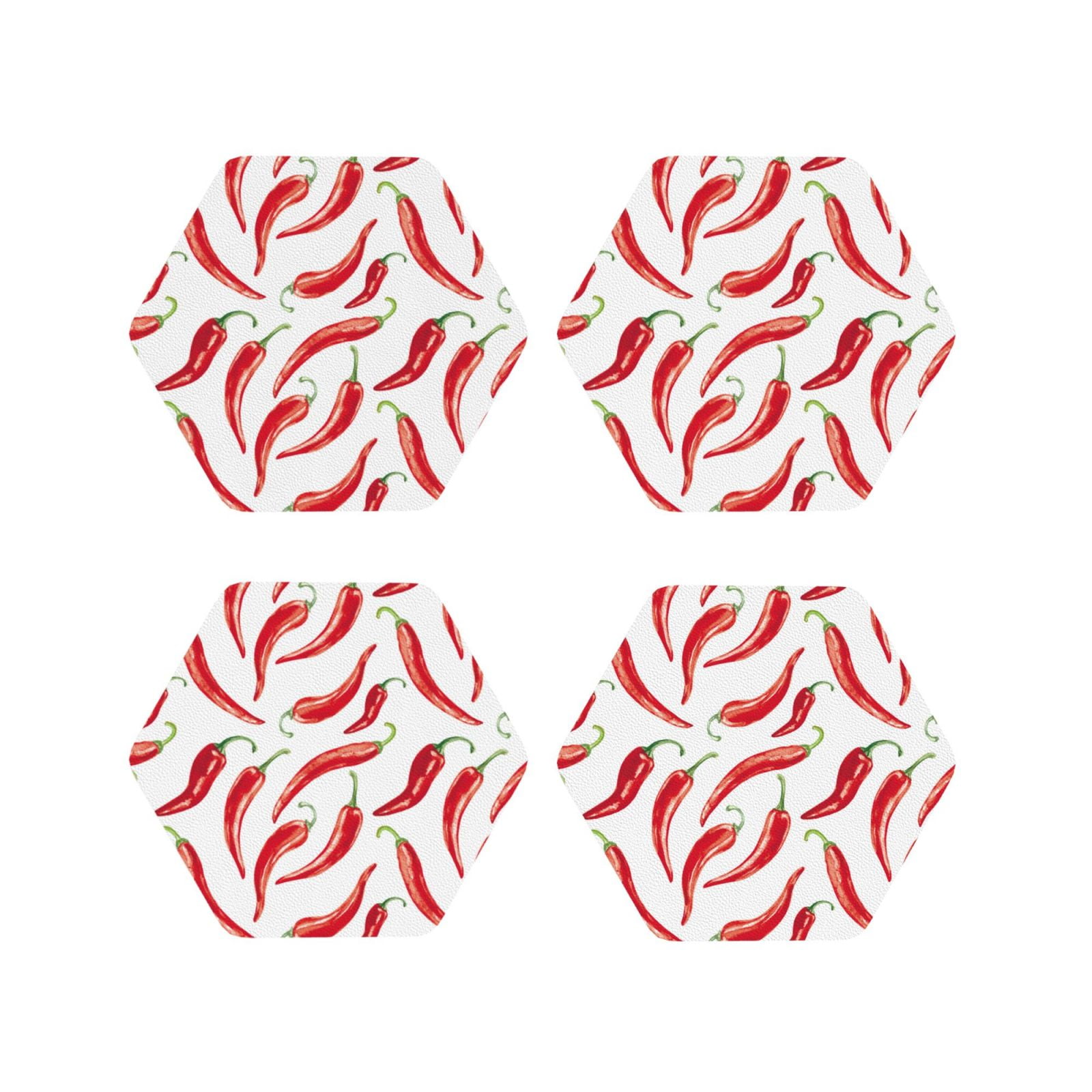 Leather Coasters with Heat-resistant for Drinks, bell pepper chili -标题2 ...