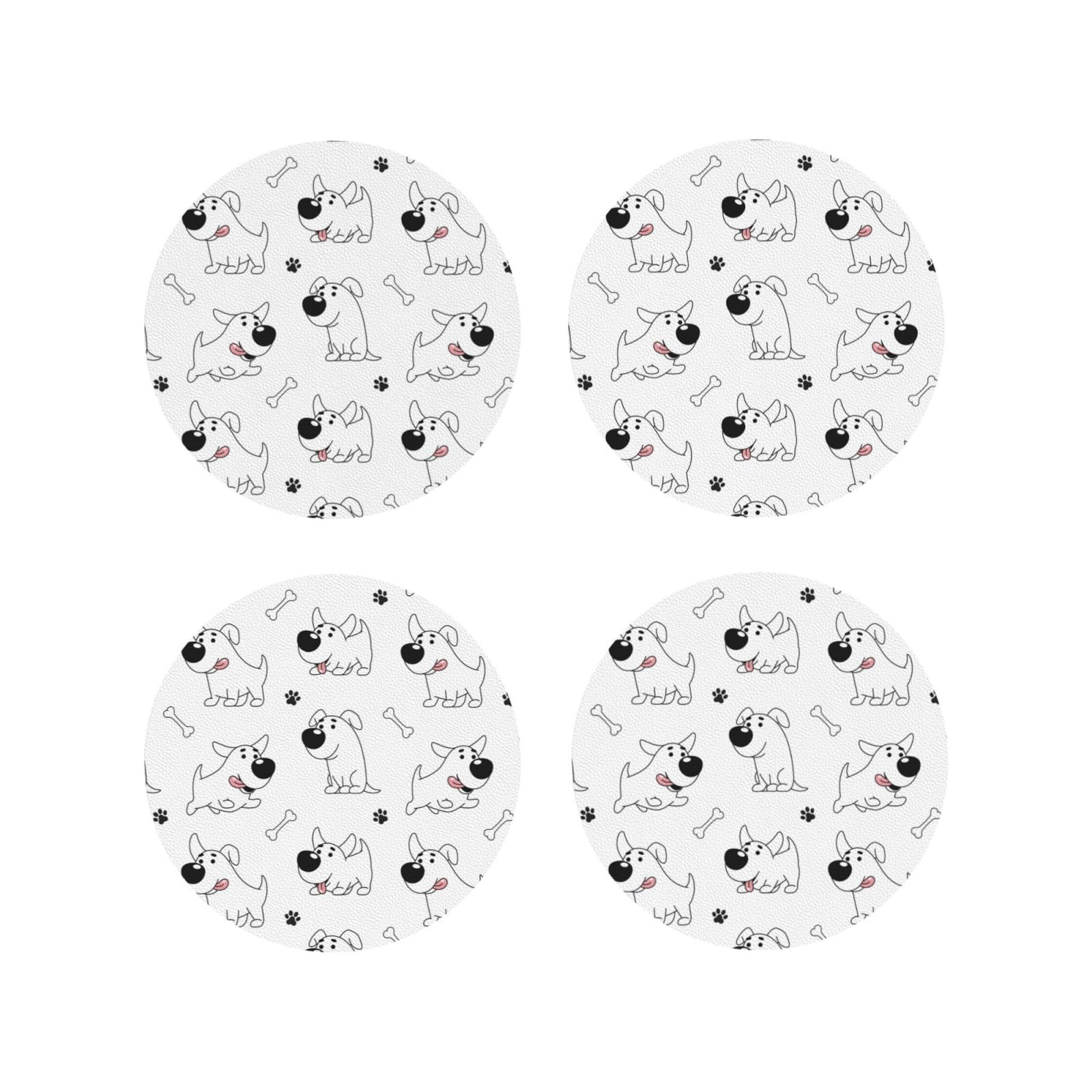 Leather Coasters with Heat-resistant for Drinks, white Dog Cute -标题2 ...