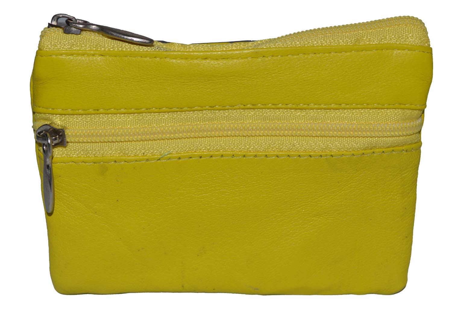 Leather Coin Purse / Mini Wallet / Key Pouch - 2 Zippered Sections ...