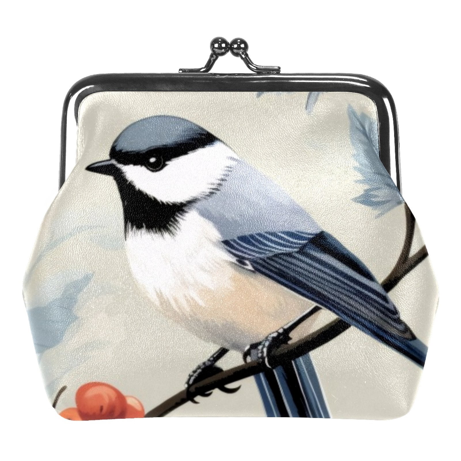Leather Coin Purses & Pouches,Floral Birds Berry Change Purse Small ...