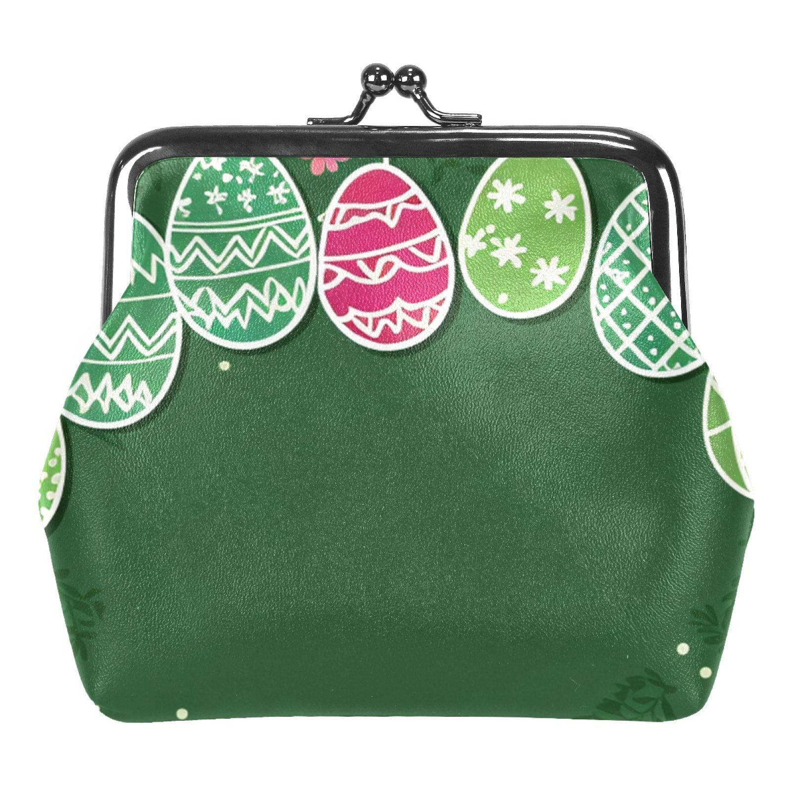 Leather Coin Purses & Pouches,Green Easter Egg Floral Change Purse ...