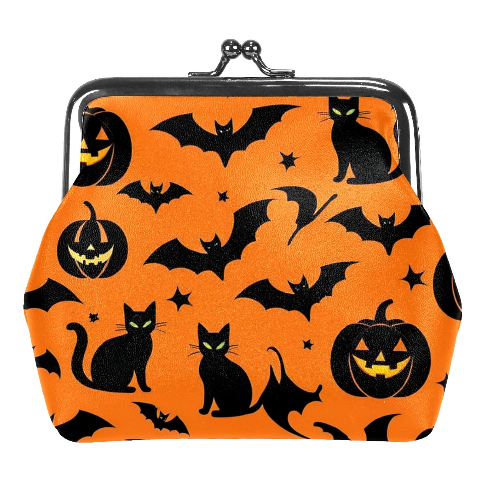 Leather Coin Purses & Pouches,Halloween Bat Pumpkin Change Purse Small ...