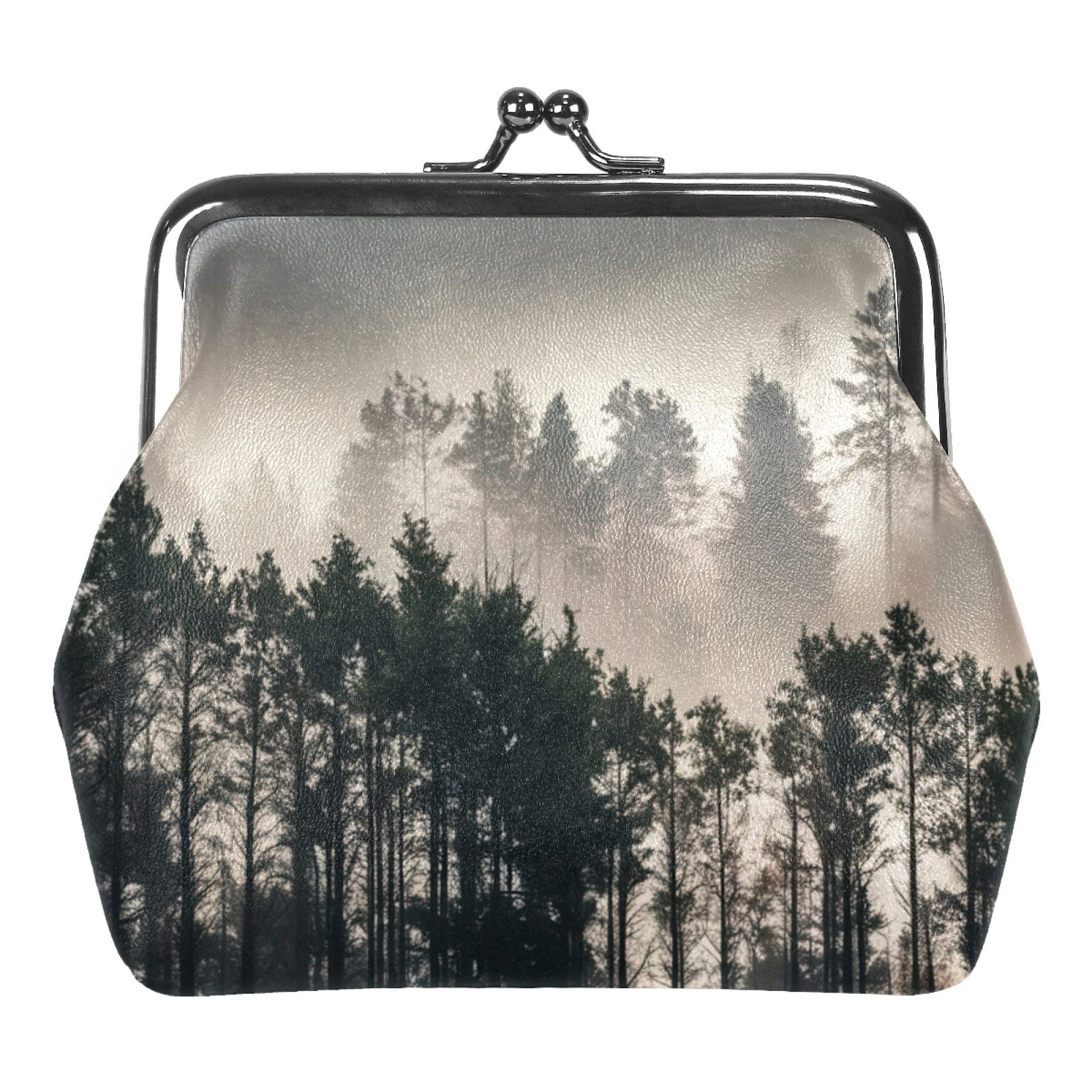 Leather Coin Purses & Pouches,Mountain Tree Scenery Ink Change Purse ...