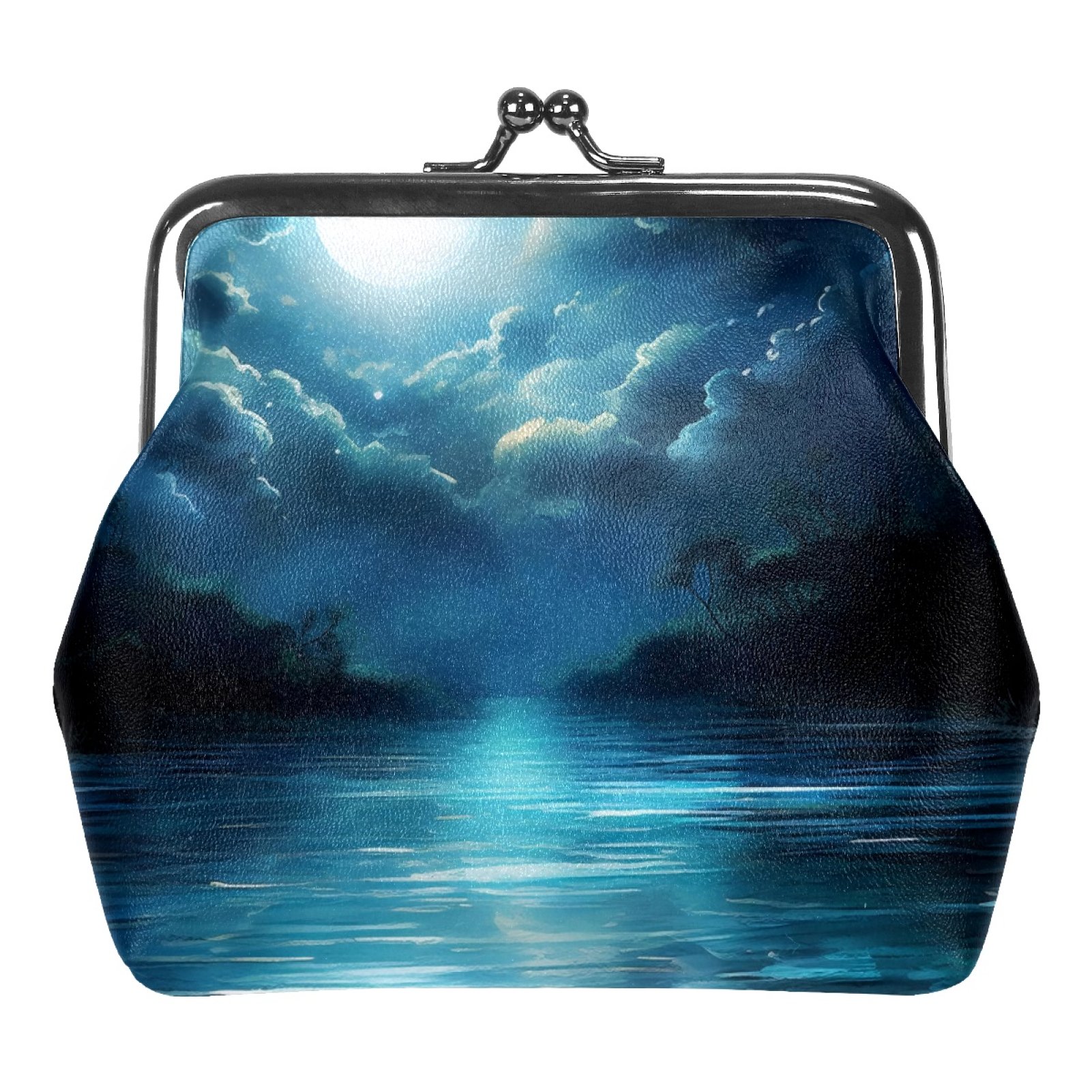 Leather Coin Purses & Pouches,Night Moon Sea Change Purse Small Wallet ...
