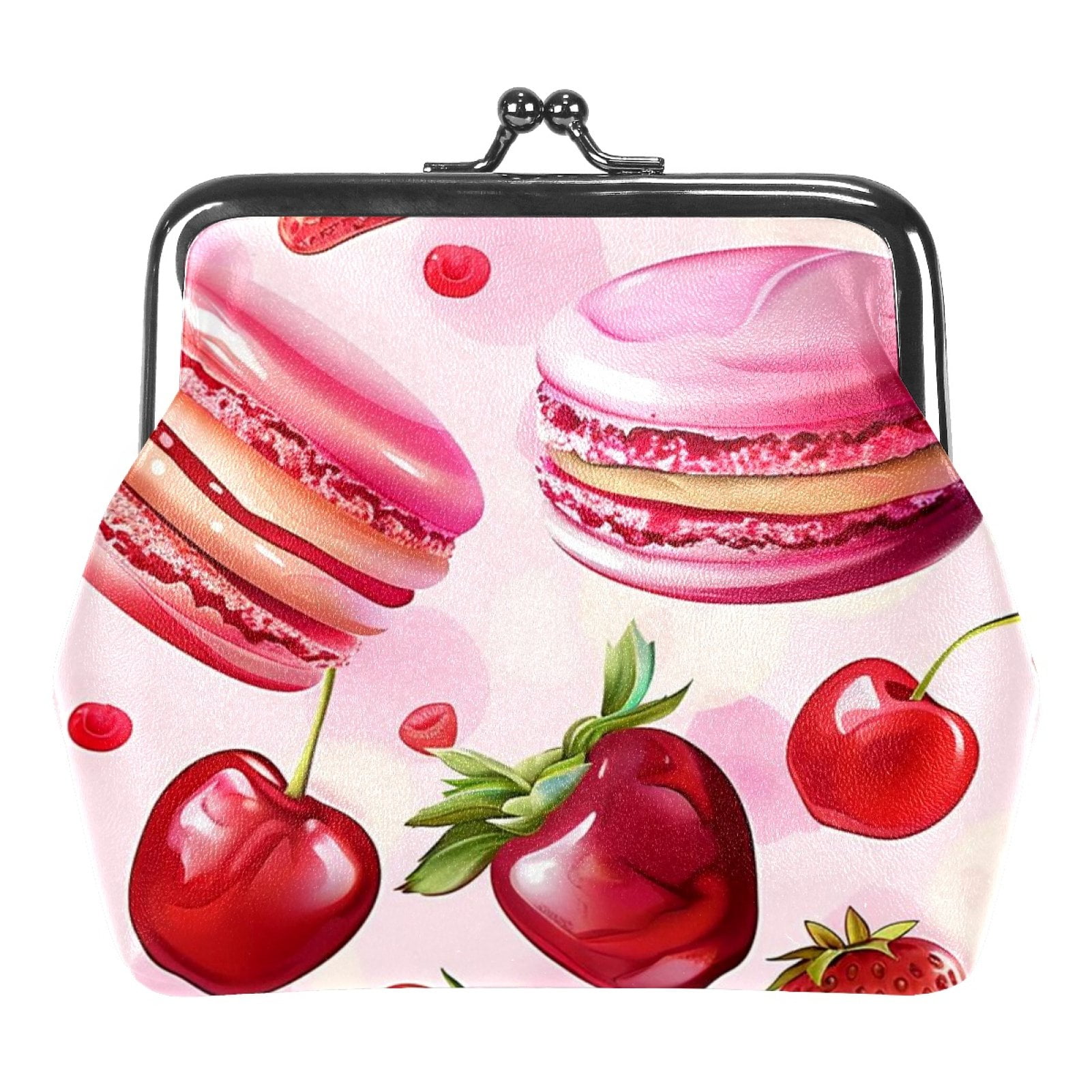 Leather Coin Purses & Pouches,Pink Cherry Strawberry Cookie Change ...