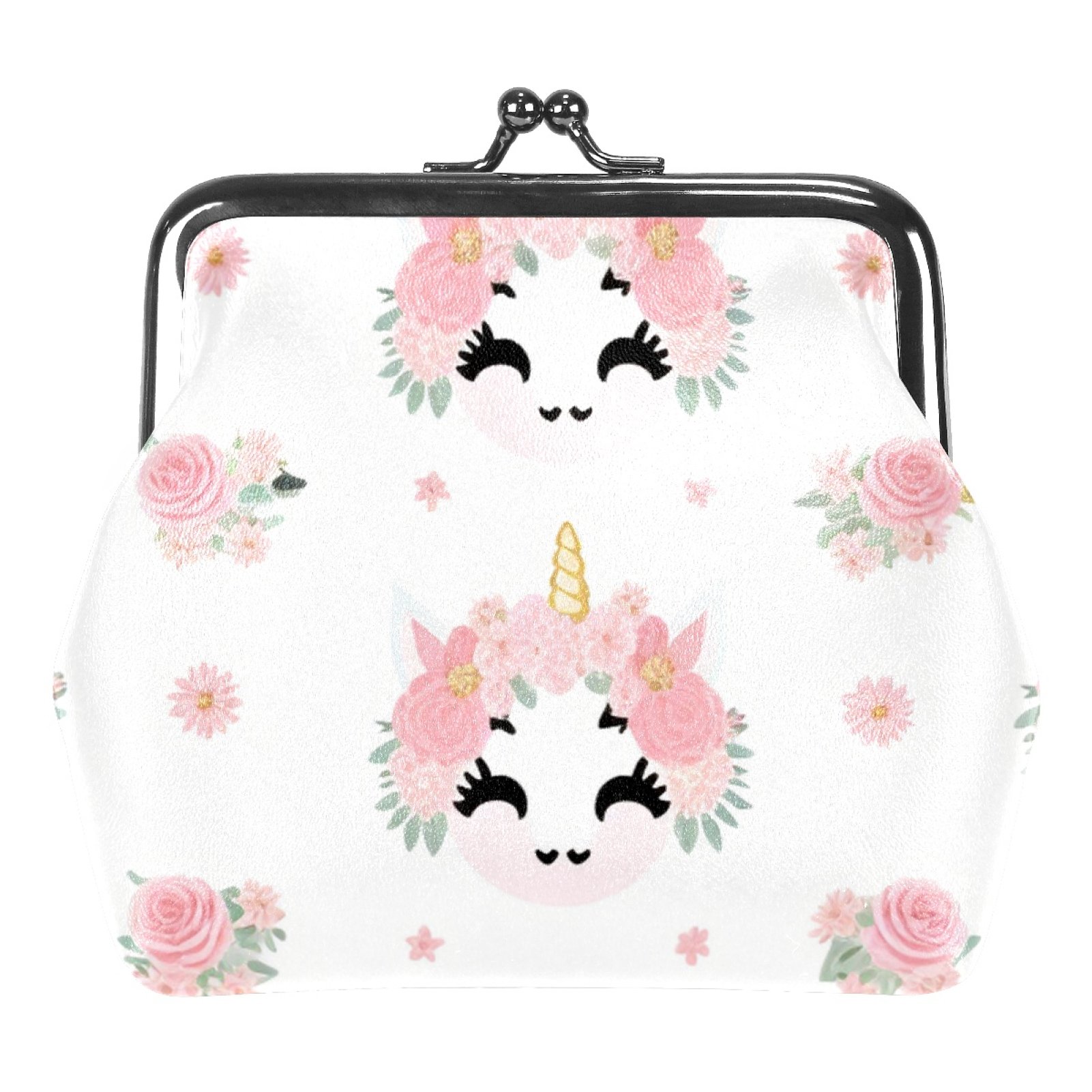 Leather Coin Purses & Pouches,Pink Cute Animal Flower Change Purse ...