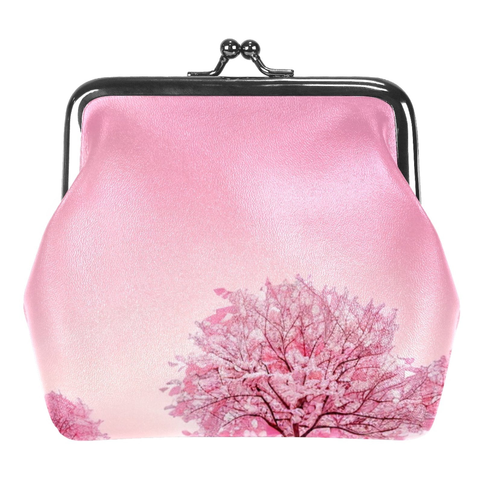 Leather Coin Purses & Pouches,Pink Spring Floral Tree Change Purse ...