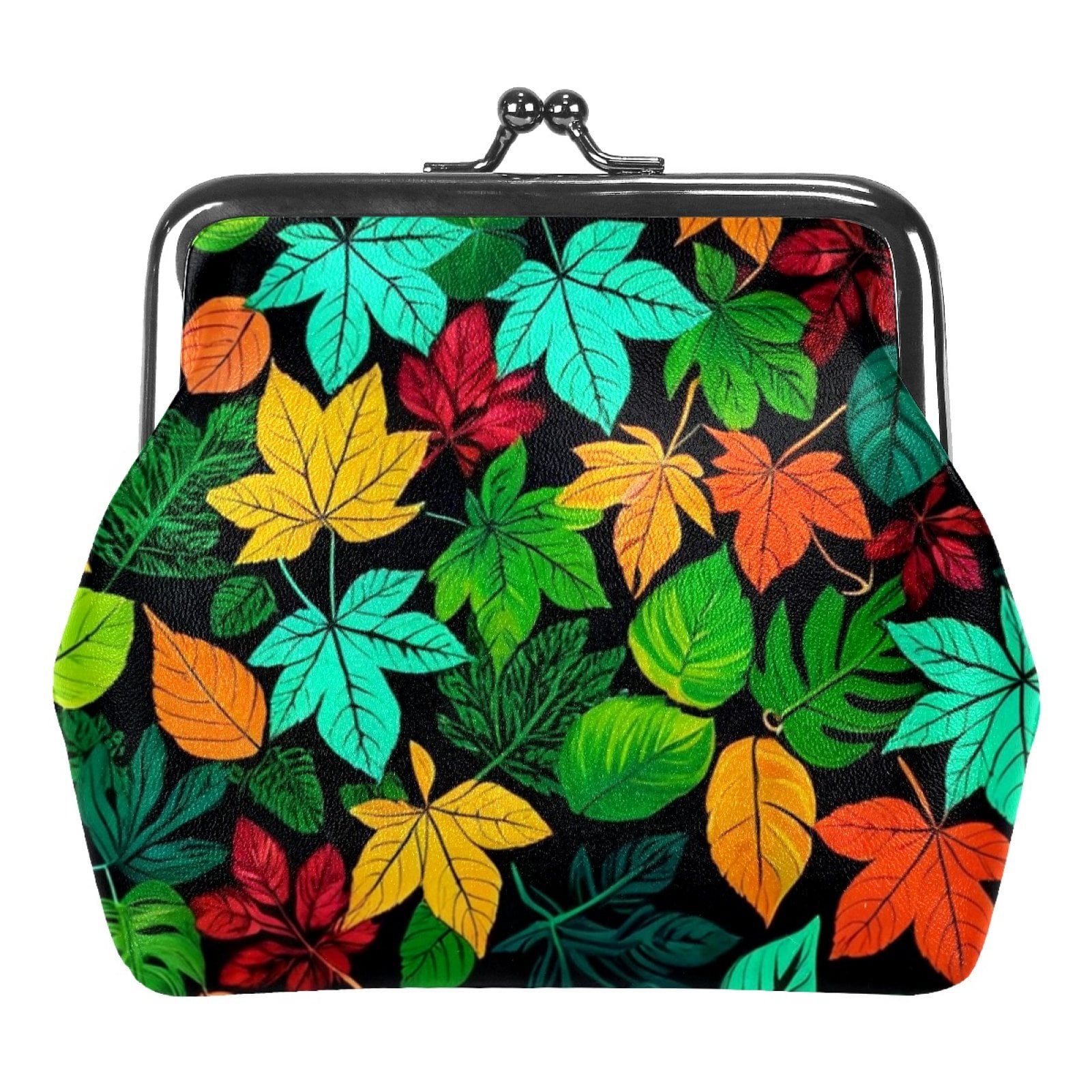 Leather Coin Purses & Pouches,Plant Leaf Change Purse Small Wallet for ...