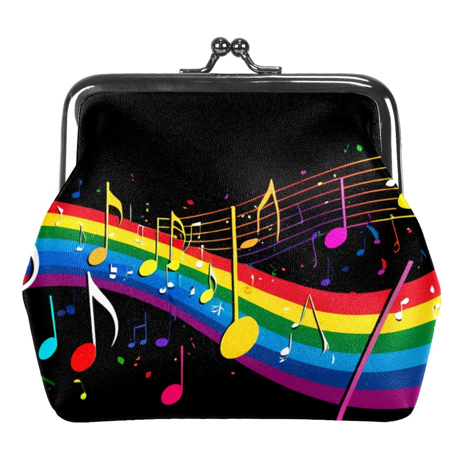 Leather Coin Purses & Pouches,Rainbow Music Notes Change Purse Small ...
