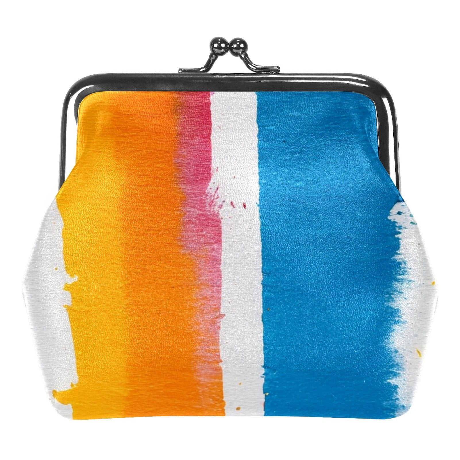 Leather Coin Purses & Pouches,Rainbow Stripes Change Purse Small Wallet ...