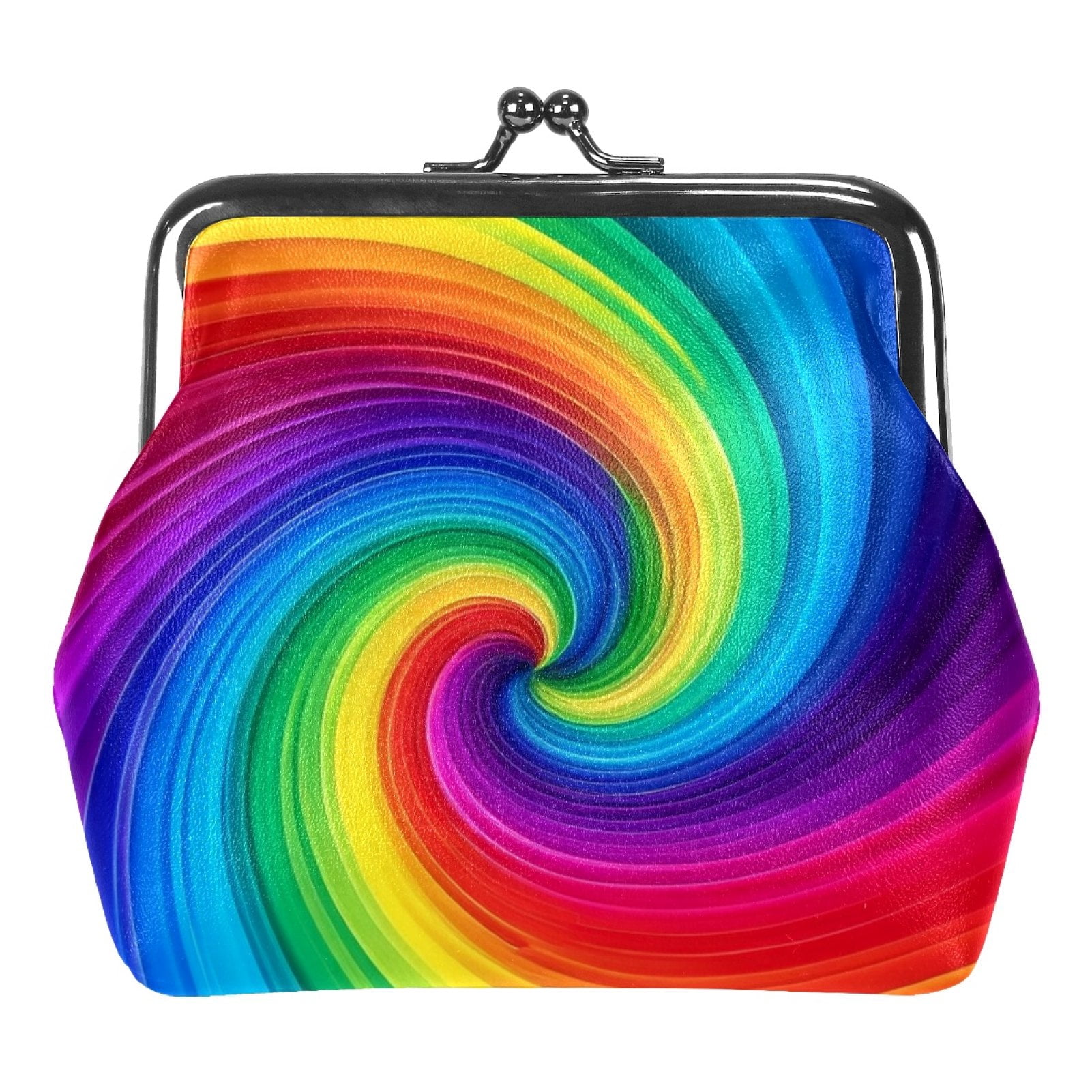 Leather Coin Purses & Pouches,Rainbow Swirl Tie Dye Change Purse Small ...