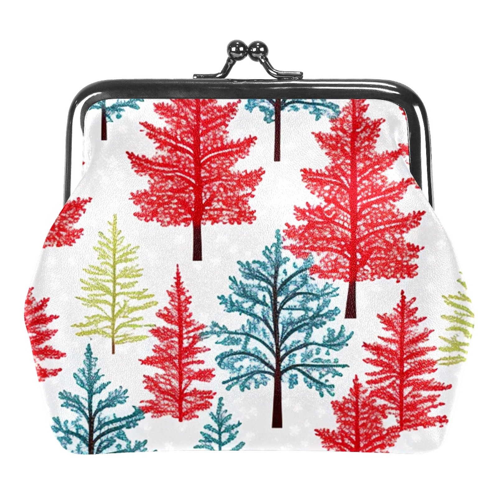 Leather Coin Purses & Pouches,Red Blue Trees Change Purse Small Wallet ...