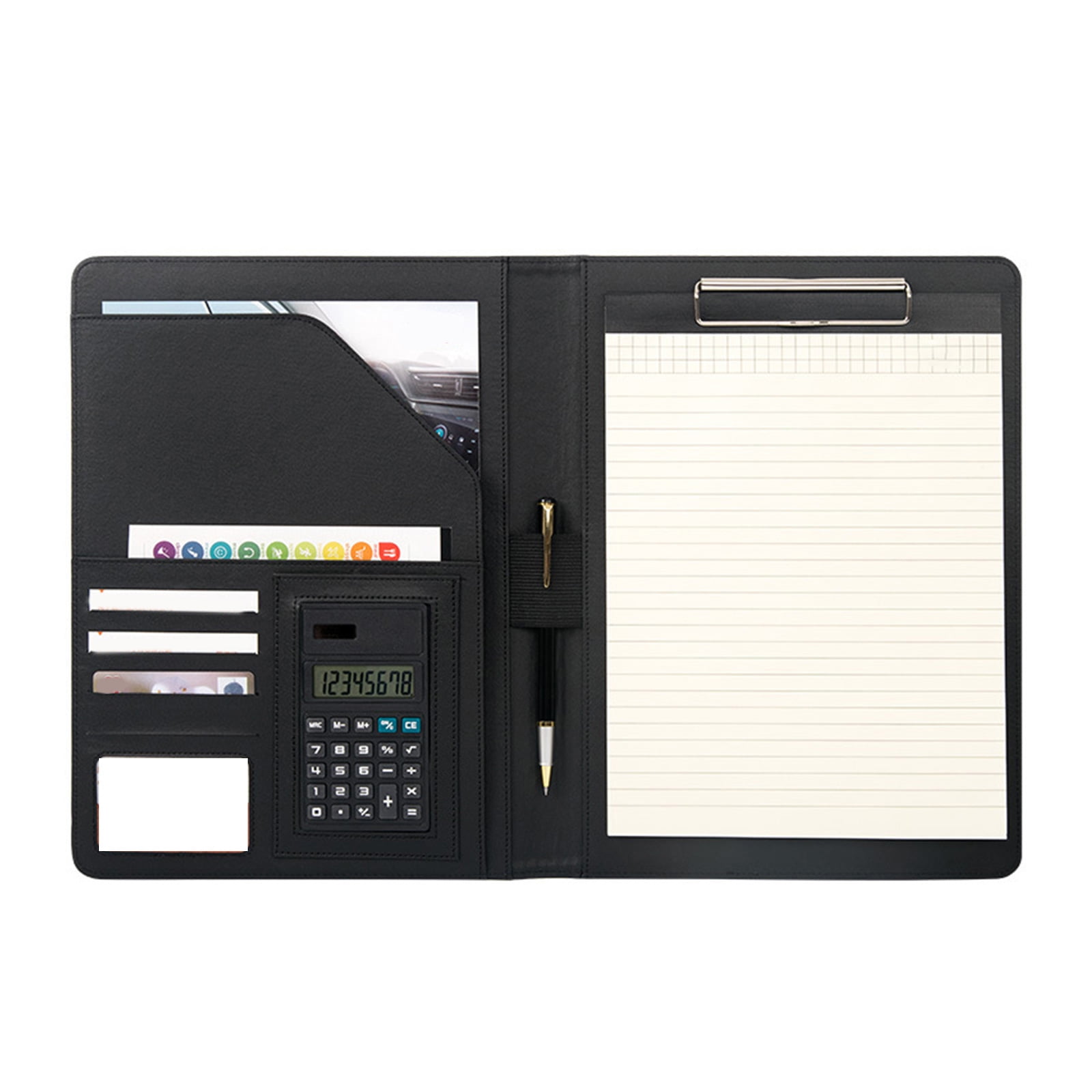 Leather Conference Folder with Writing Pad Business Document Case with ...