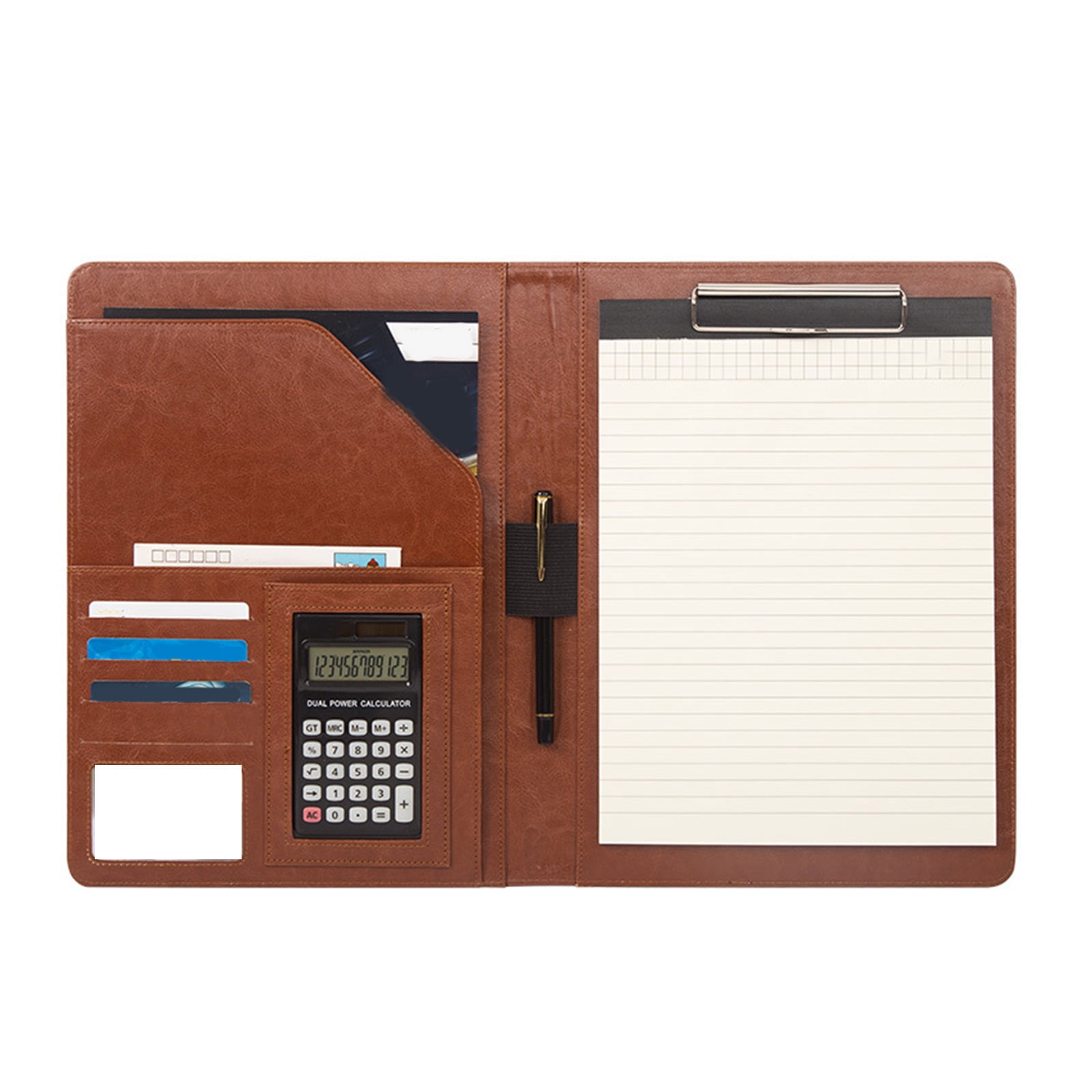 Leather Conference Folder with Writing Pad Business Document Case with ...