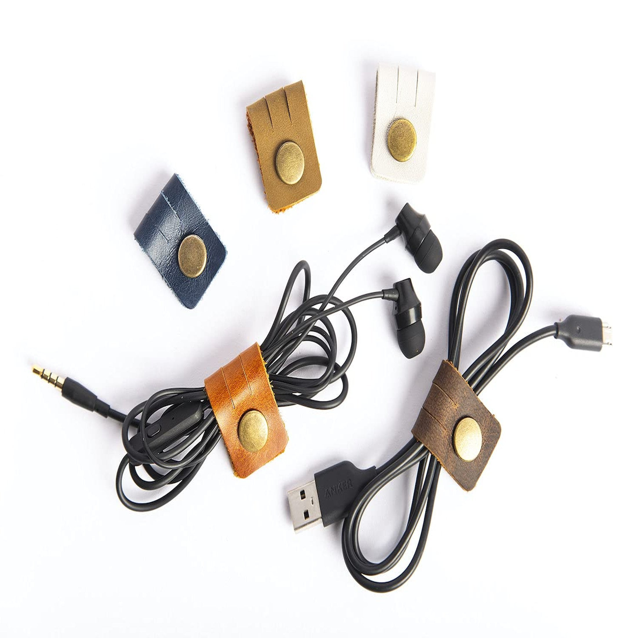 Leather Cord Keeper for Headphones and Charging Cables with Slit Design ...