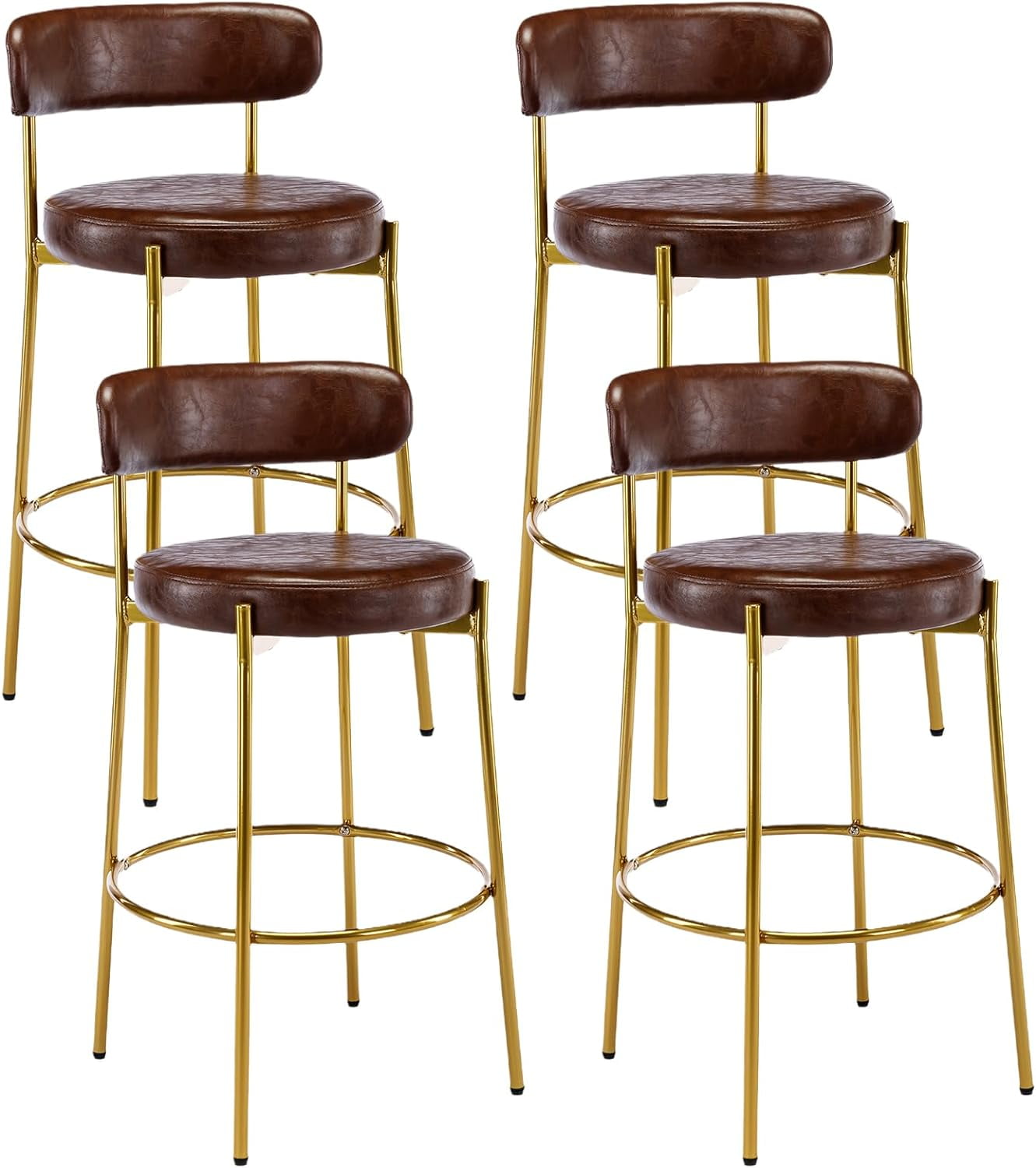 Leather Counter Stools Set of 4,Mid Century Modern Counter Height ...