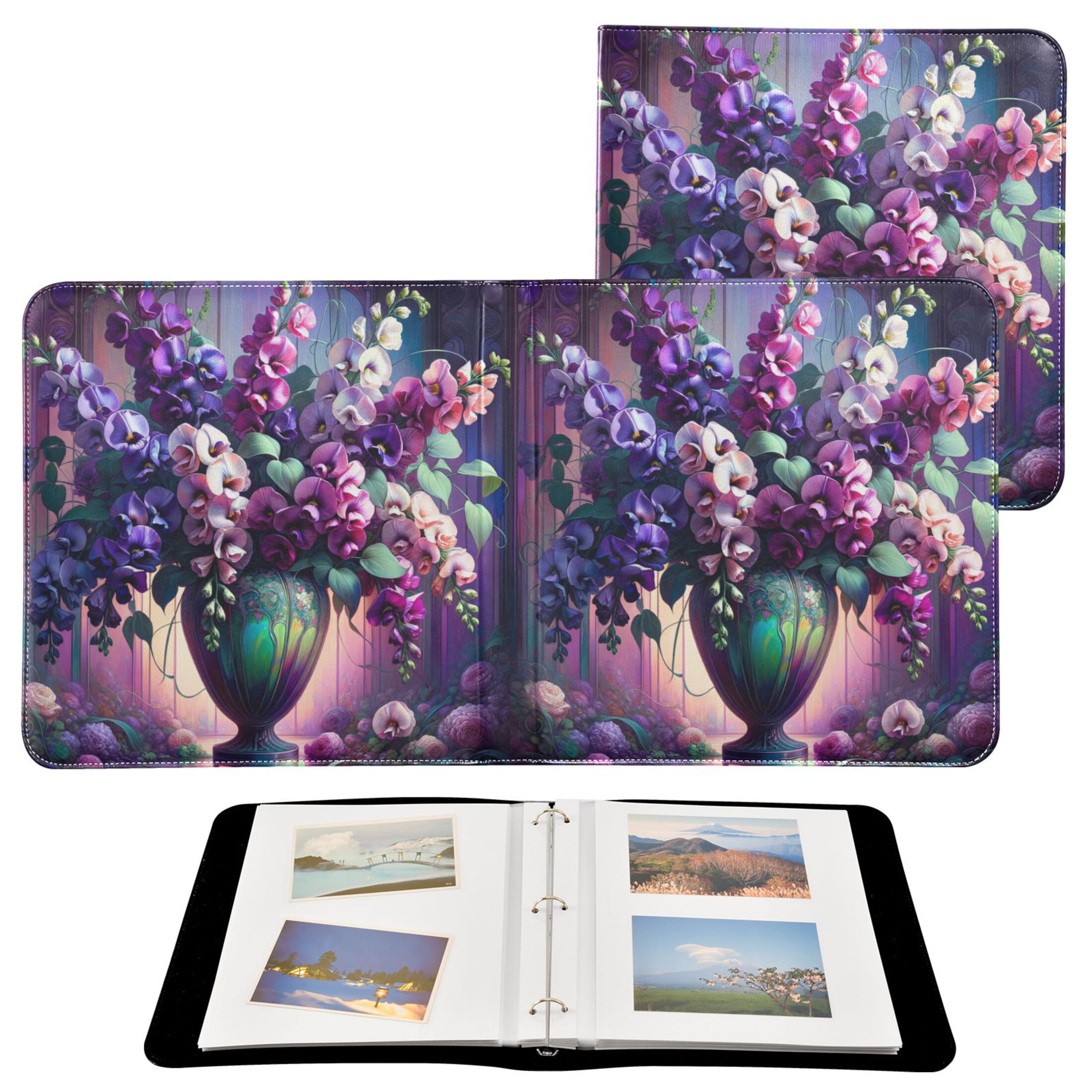 Leather Cover Photo Album 80 Pockets 4x6 Photos Bookshelf Picture Album ...