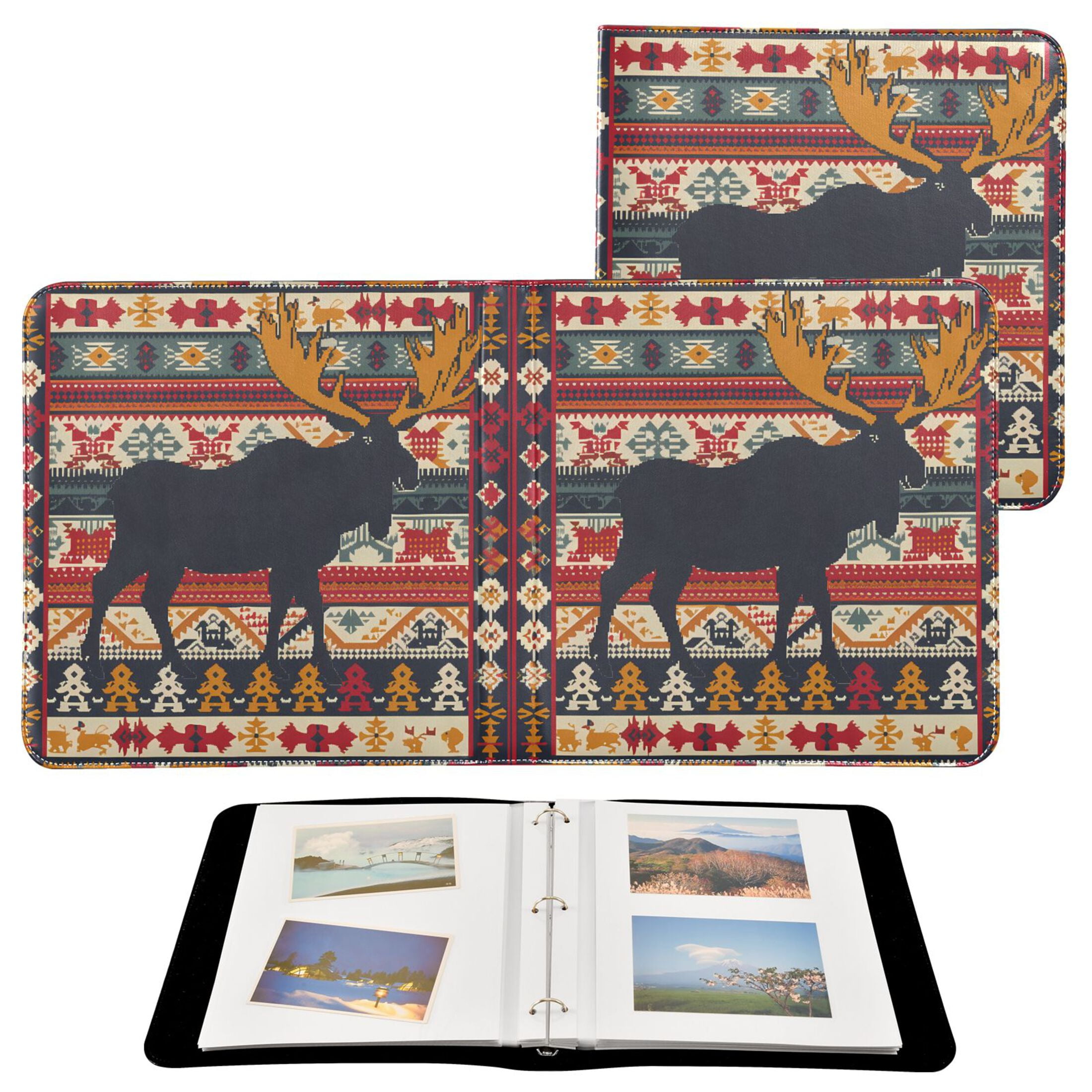 Leather Cover Photo Album 80 Pockets 4x6 Photos Bookshelf Picture Album ...