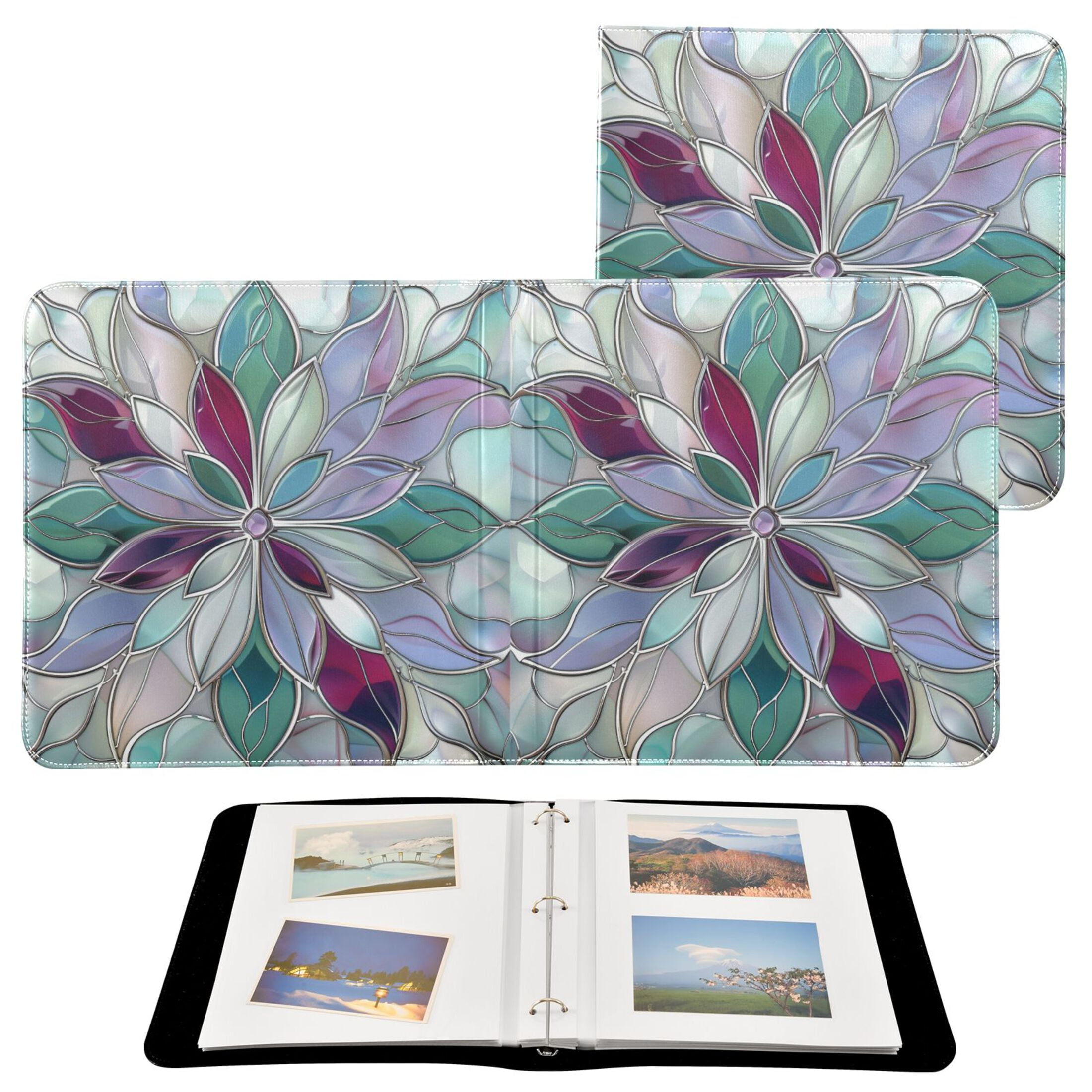 Leather Cover Photo Album 80 Pockets 4x6 Photos Bookshelf Picture Album ...