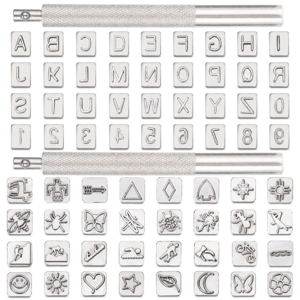 Leather Craft Stamping Tools Set, 26 Metal Letters Alphabet, 10 Numbers ...
