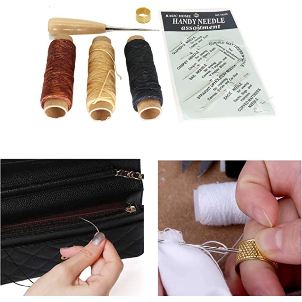 Leather Craft Tool Set, Heavy Duty Hand Sewing Needle Assortment, Awl ...