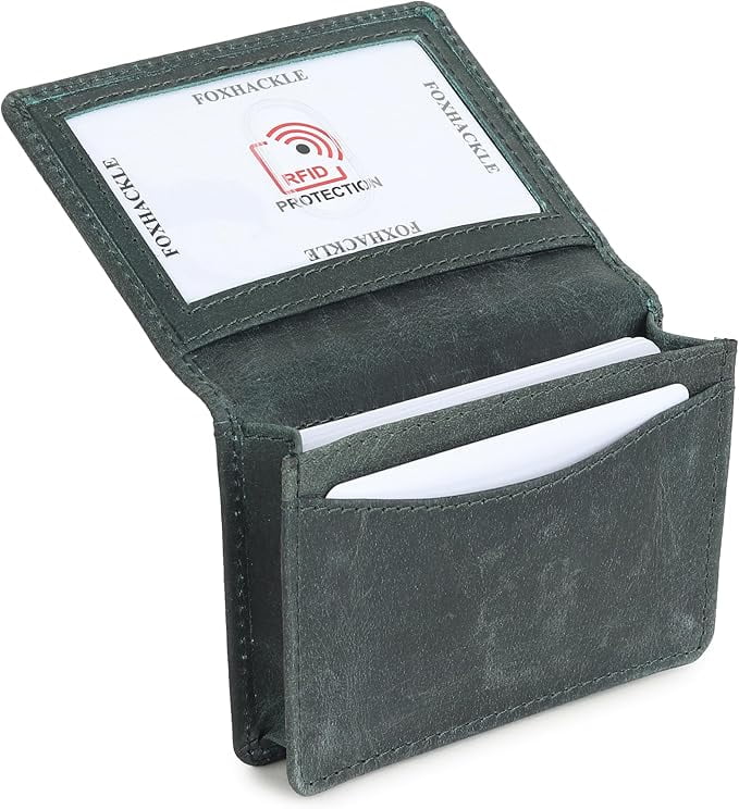 Leather Credit Card Holder For Men and Women Small RFID Blocking Bifold ...