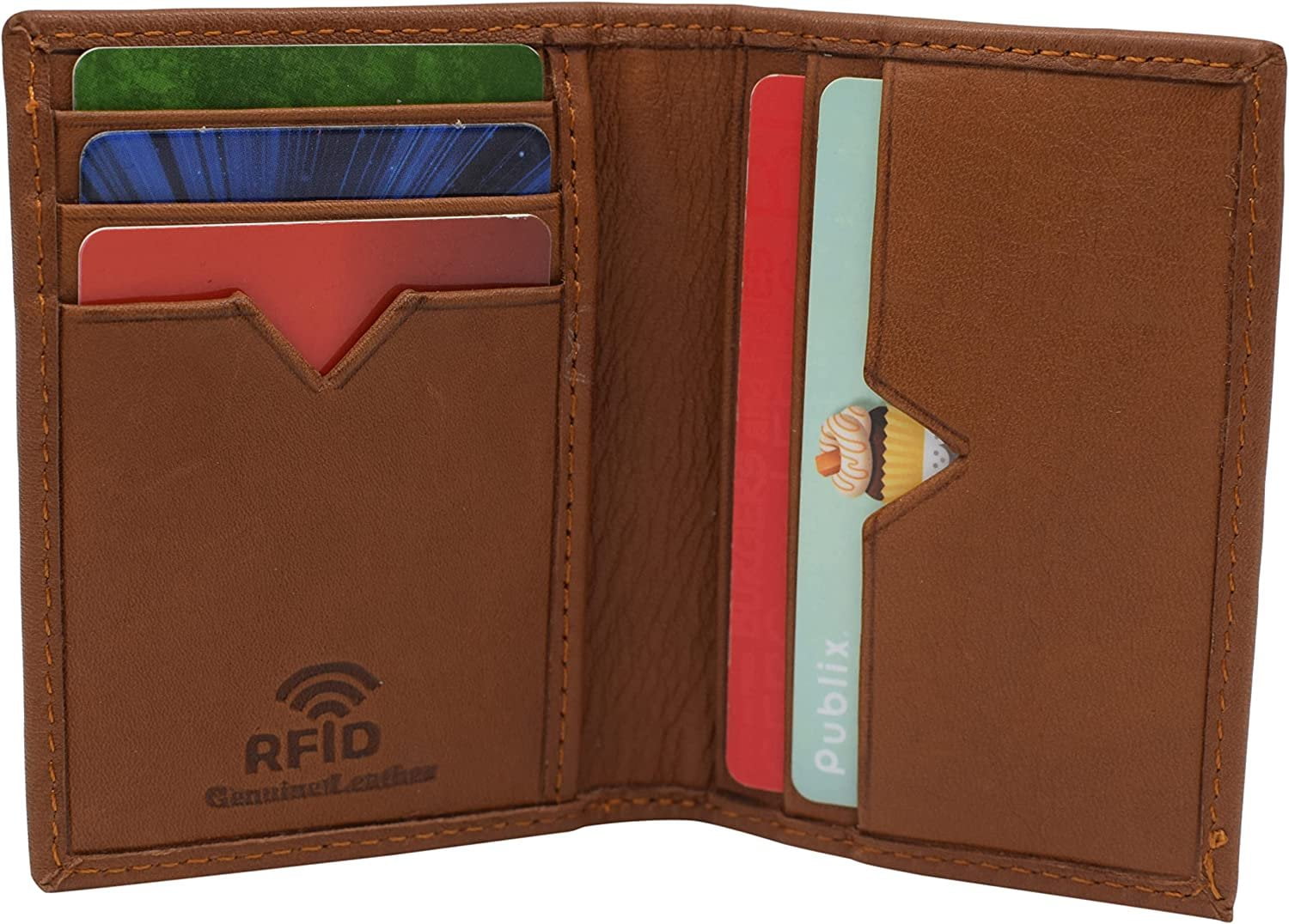 Leather Credit Card Holder Wallet for Men and Women, Thin Bifold RFID ...