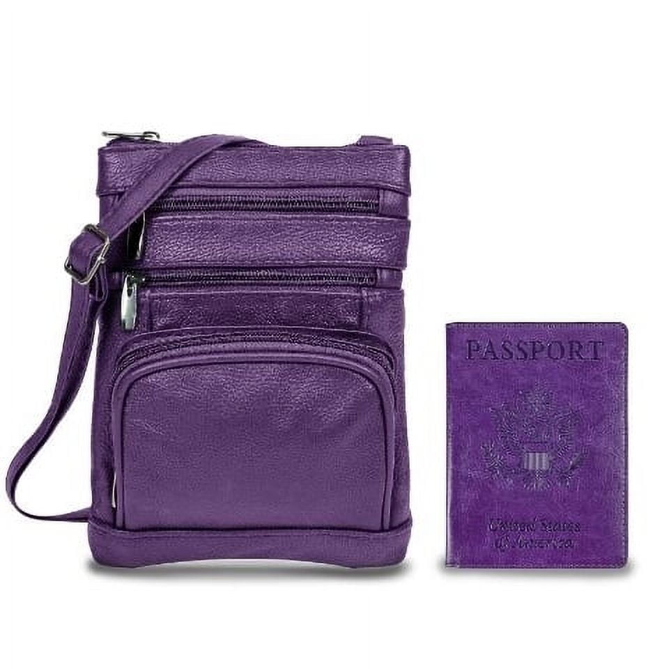 Leather Crossbody Bag with CDC Passport Holder- 5 Colors - Walmart.com